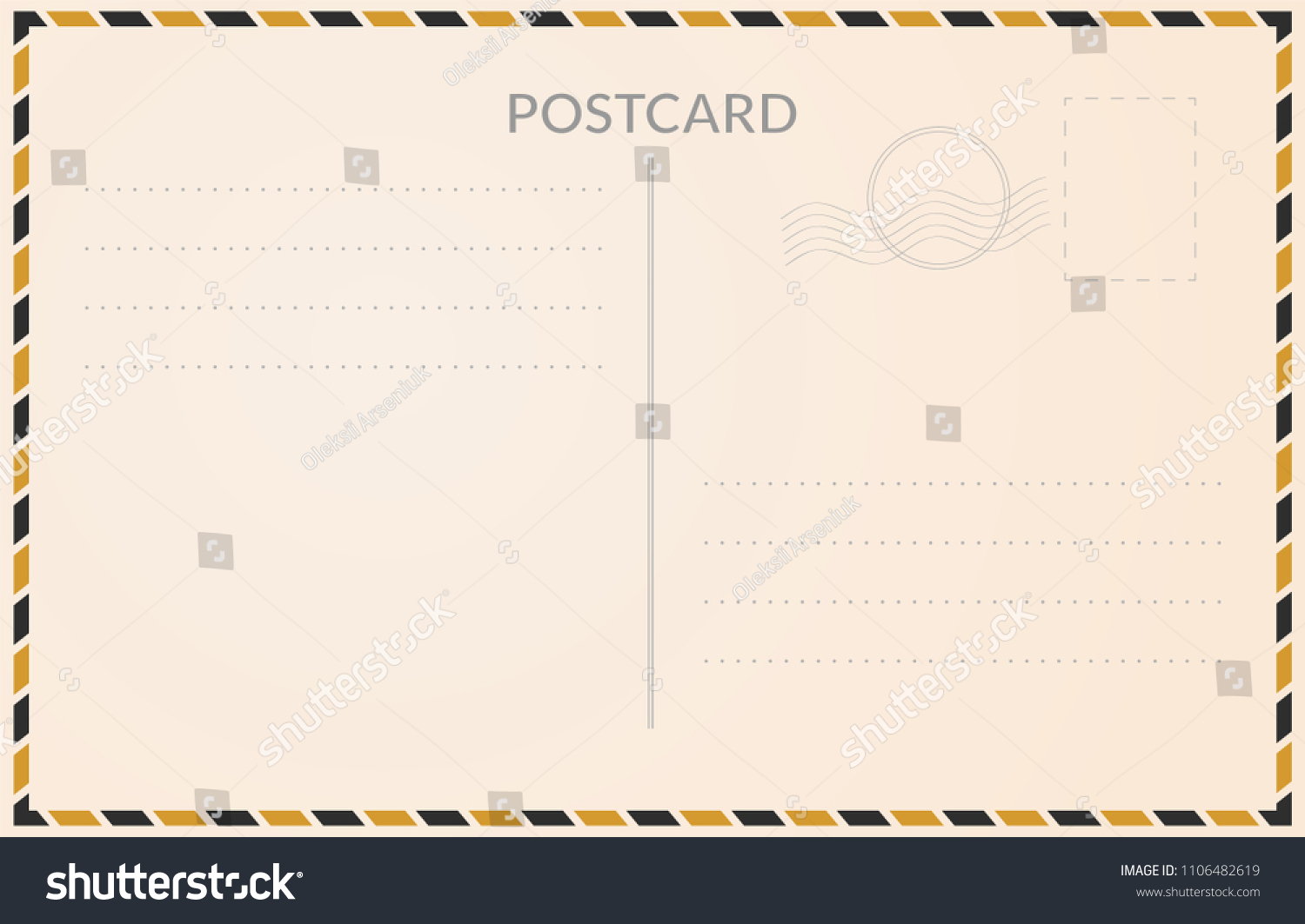 Realistic Postcard Illustration Empty Address Fields Stock Vector ...