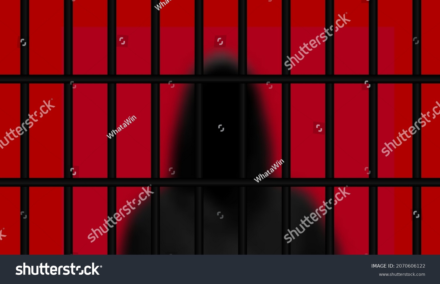 Realistic Prisoner Hood Silhouette Jail Bars Stock Vector Royalty Free 2070606122