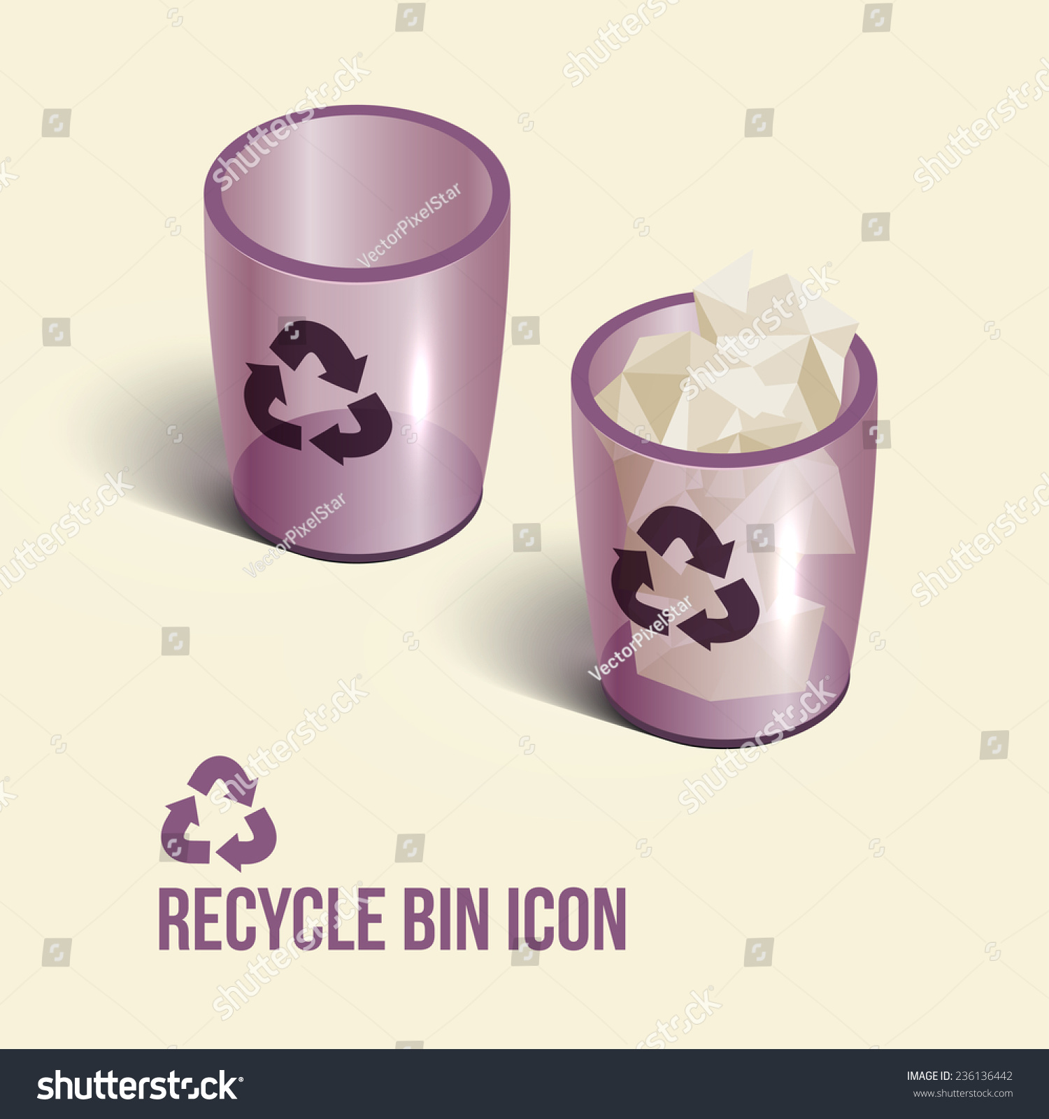 Realistic Recycle Bin Icon Vector Illustration Stock Vector (Royalty ...