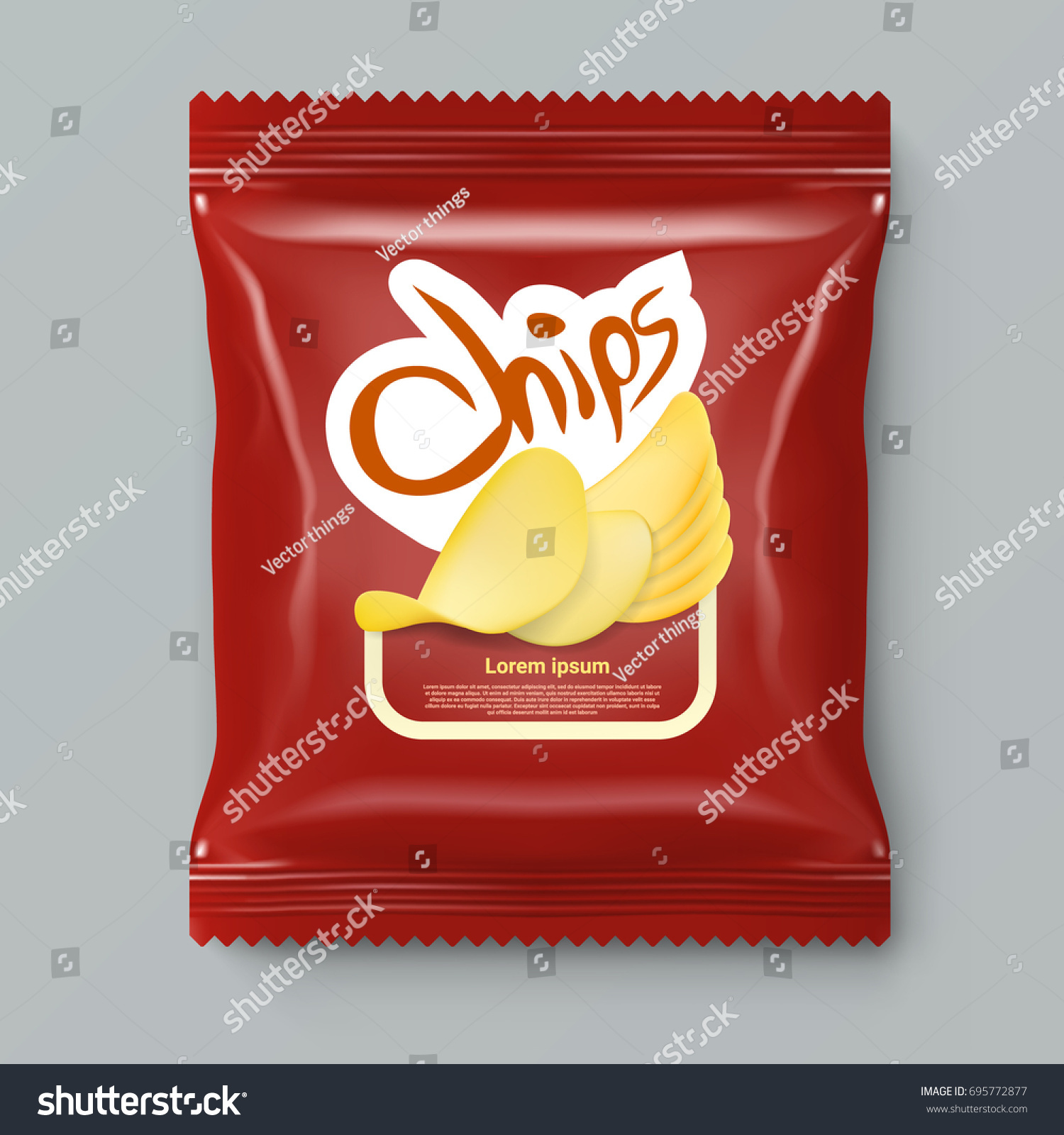 Realistic Red Chips Package Label Template Stock Vector (Royalty Free ...
