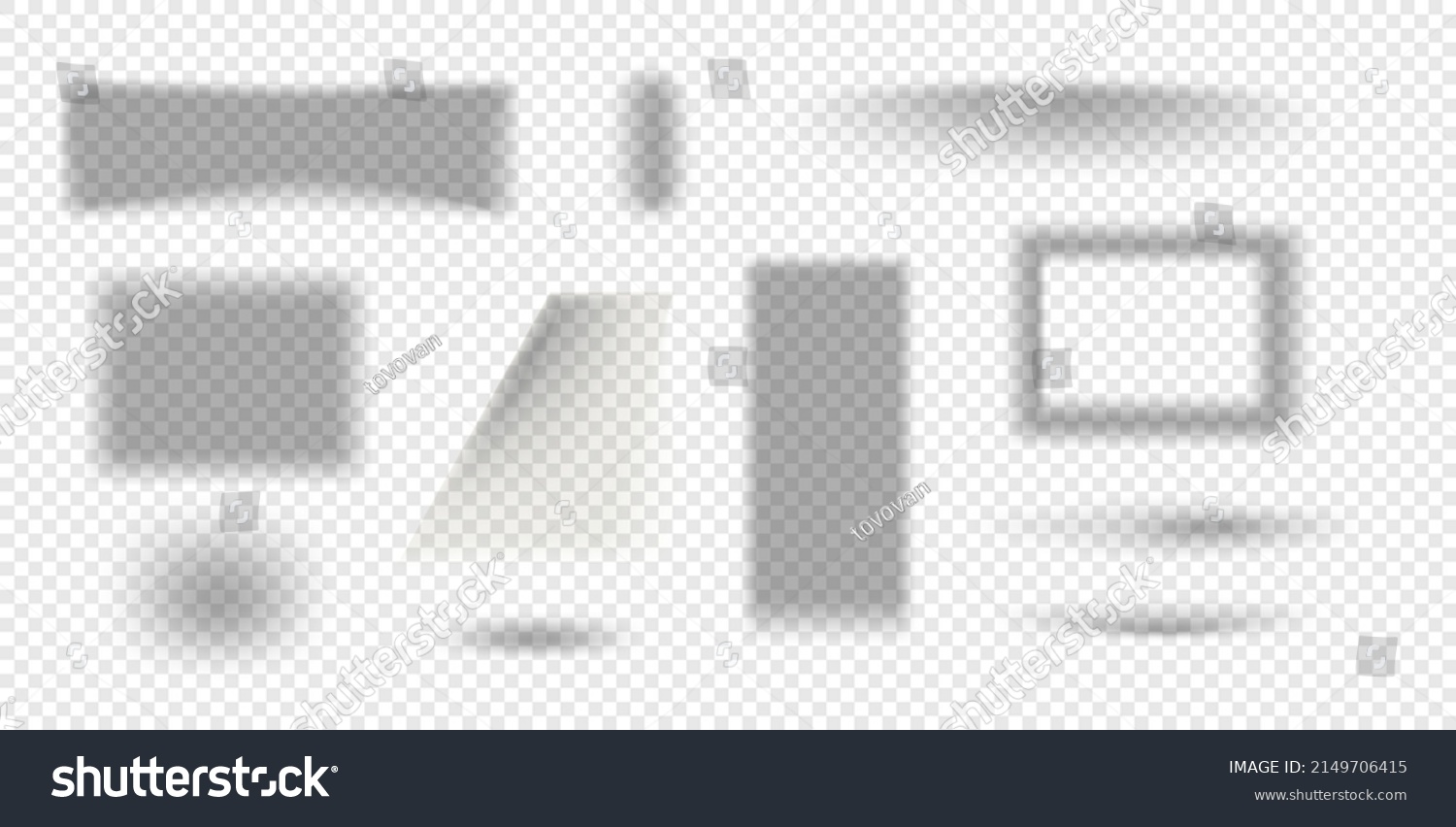 Realistic Shadows Collection On Transparent Background Stock Vector ...