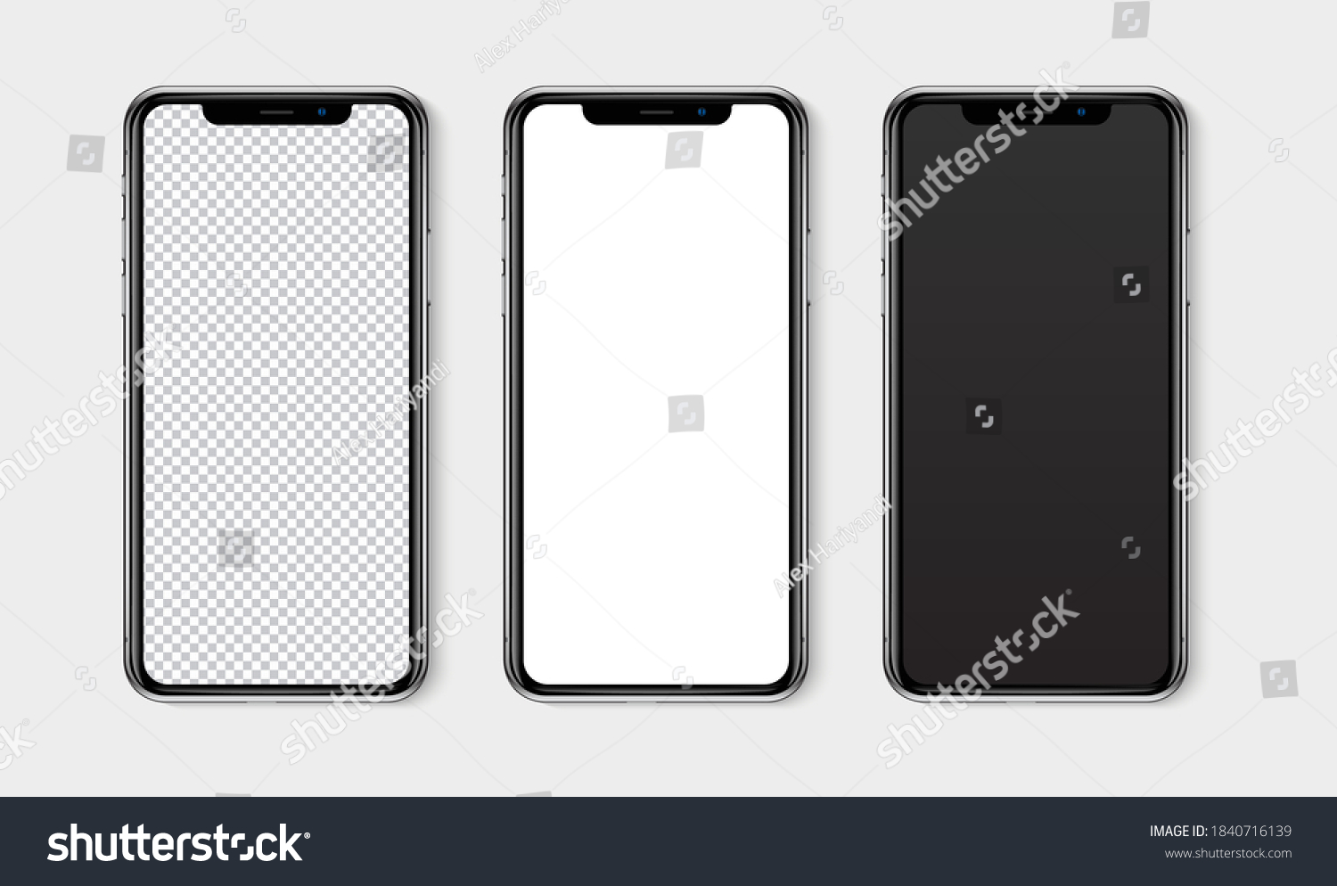 현실적인 스마트폰 모형 휴대폰 블랭크 흰색 스톡 벡터로열티 프리 1840716139 Shutterstock