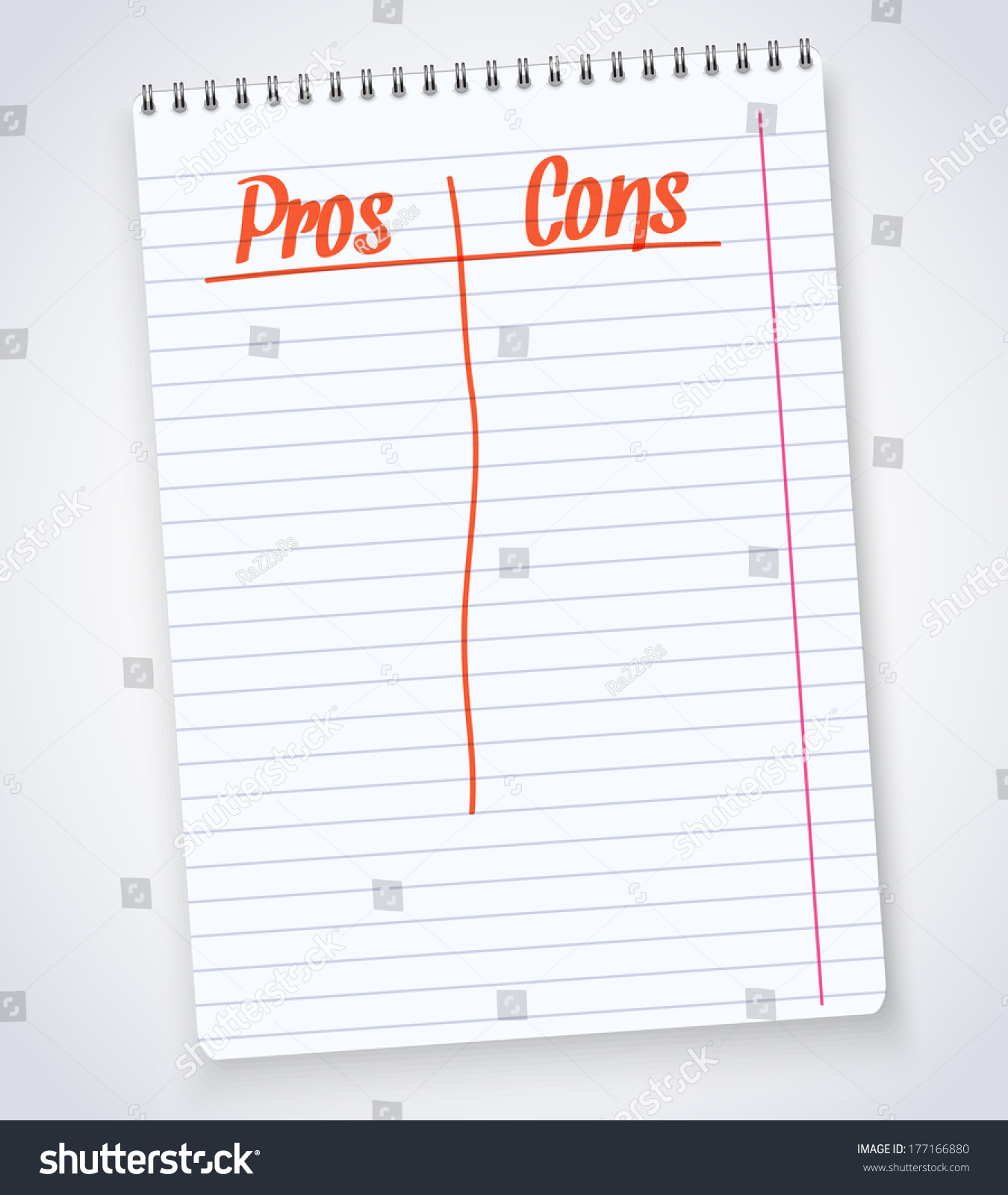Realistic Spiral Notebook Pros Cons Notepad Stock Vector (Royalty Free ...