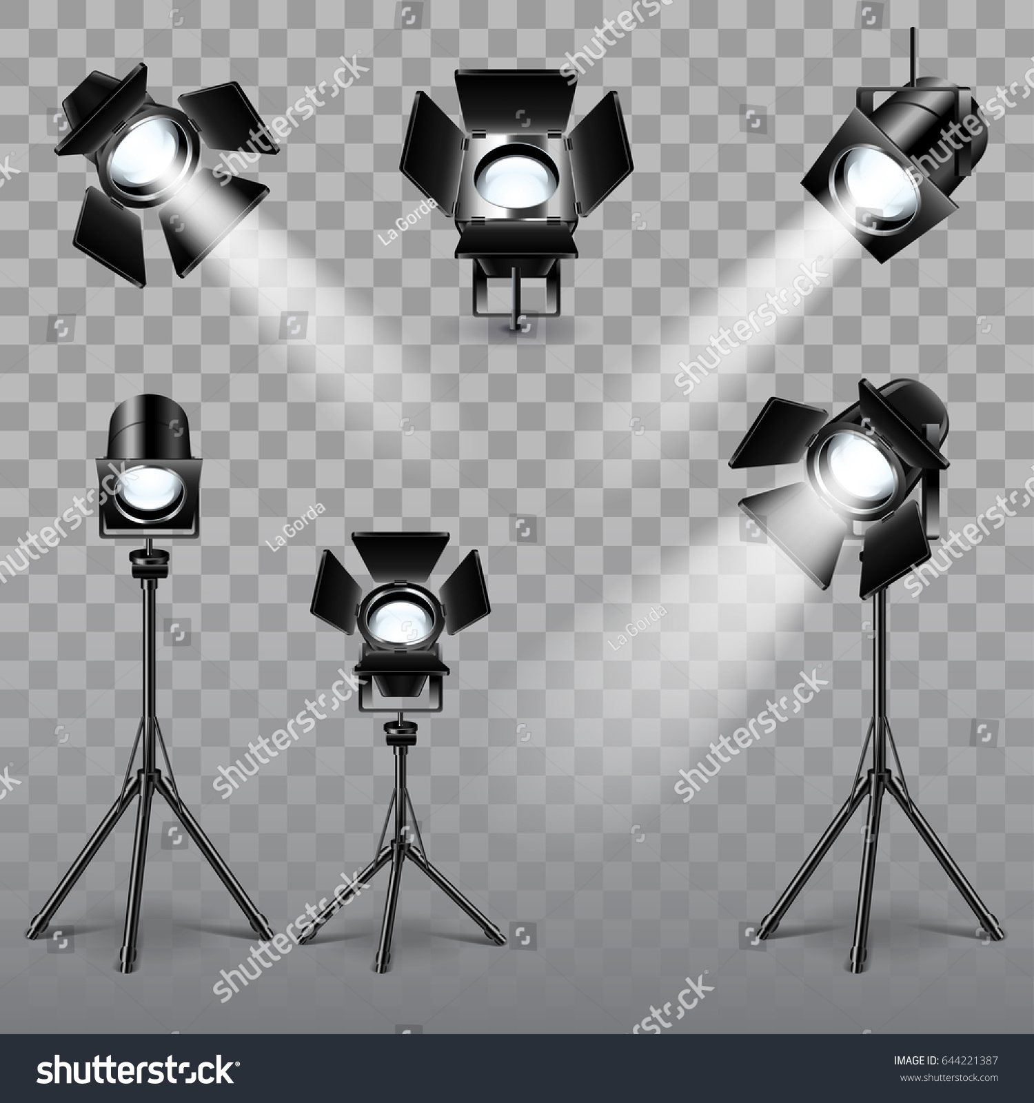 Realistic Spotlight Set On Transparent Background: vector de stock ...