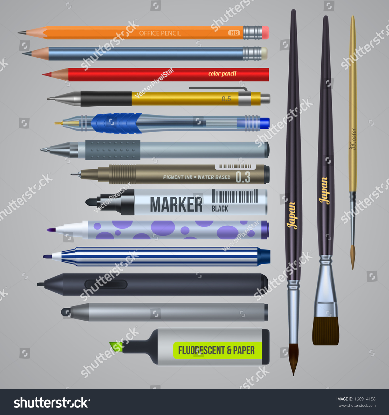 Realistic Stationery Drawing Tools Stock Vector (Royalty Free ...