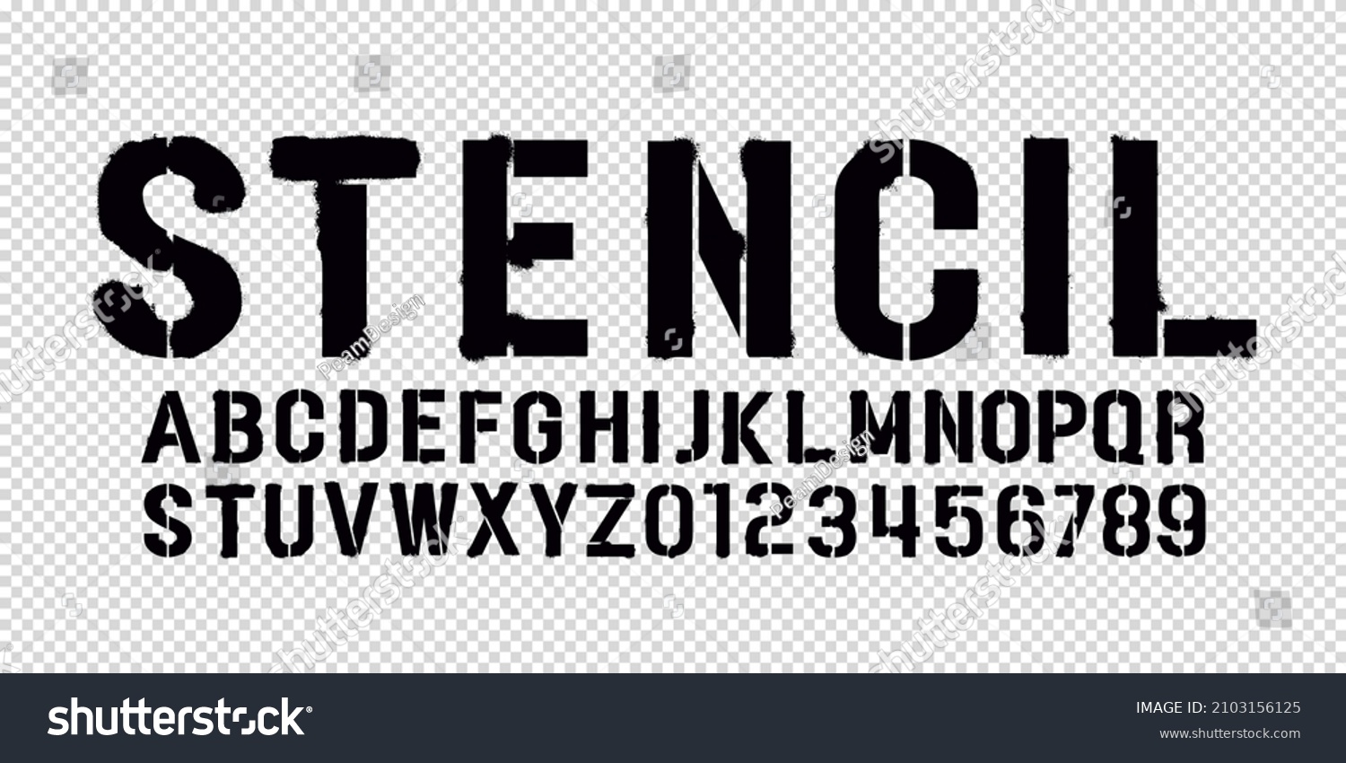 Realistic Stencil Font On Transparent Background Stock Vector (Royalty ...