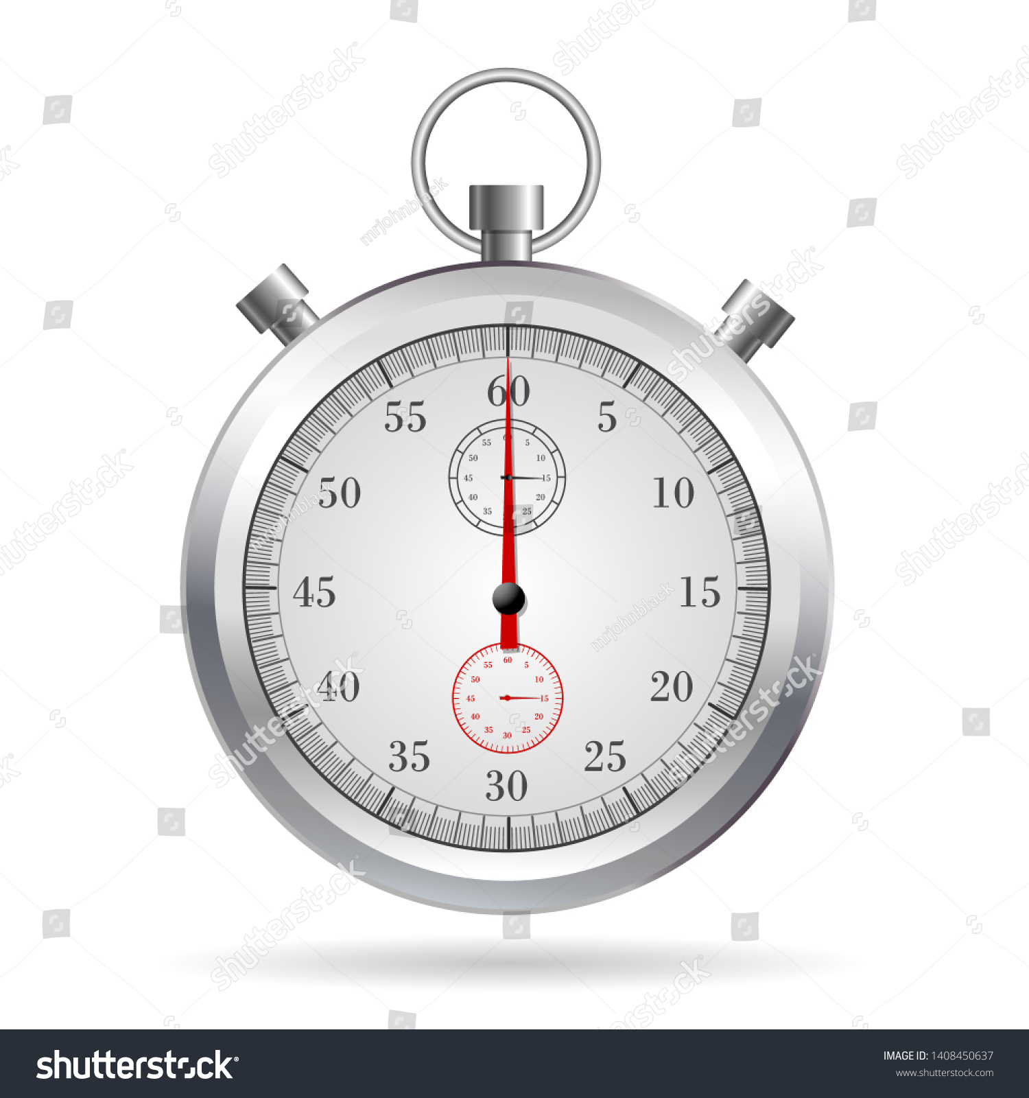 Realistic Stopwatch Shadow On White Background Stock Vector (Royalty ...