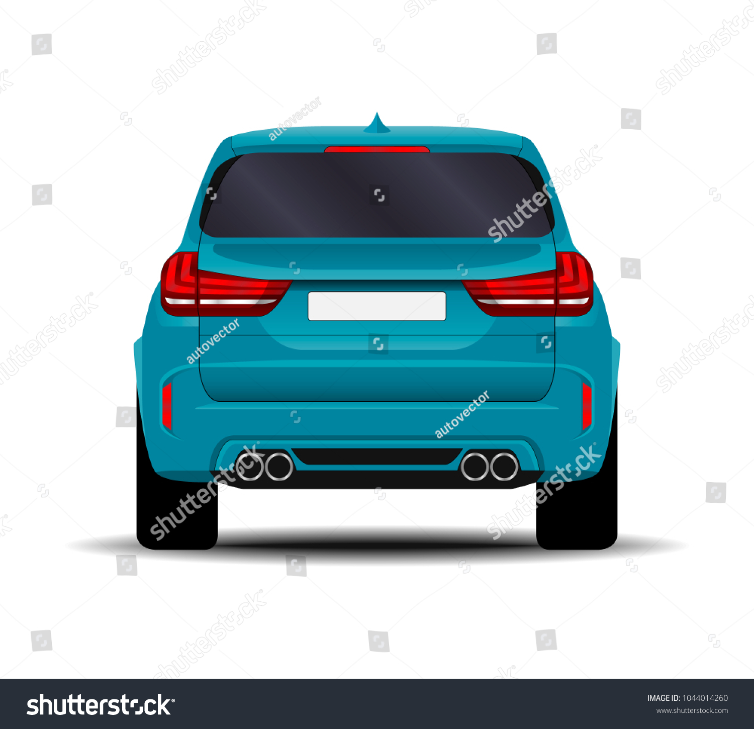Realistic Suv Car Back View Stock Vector (Royalty Free) 1044014260