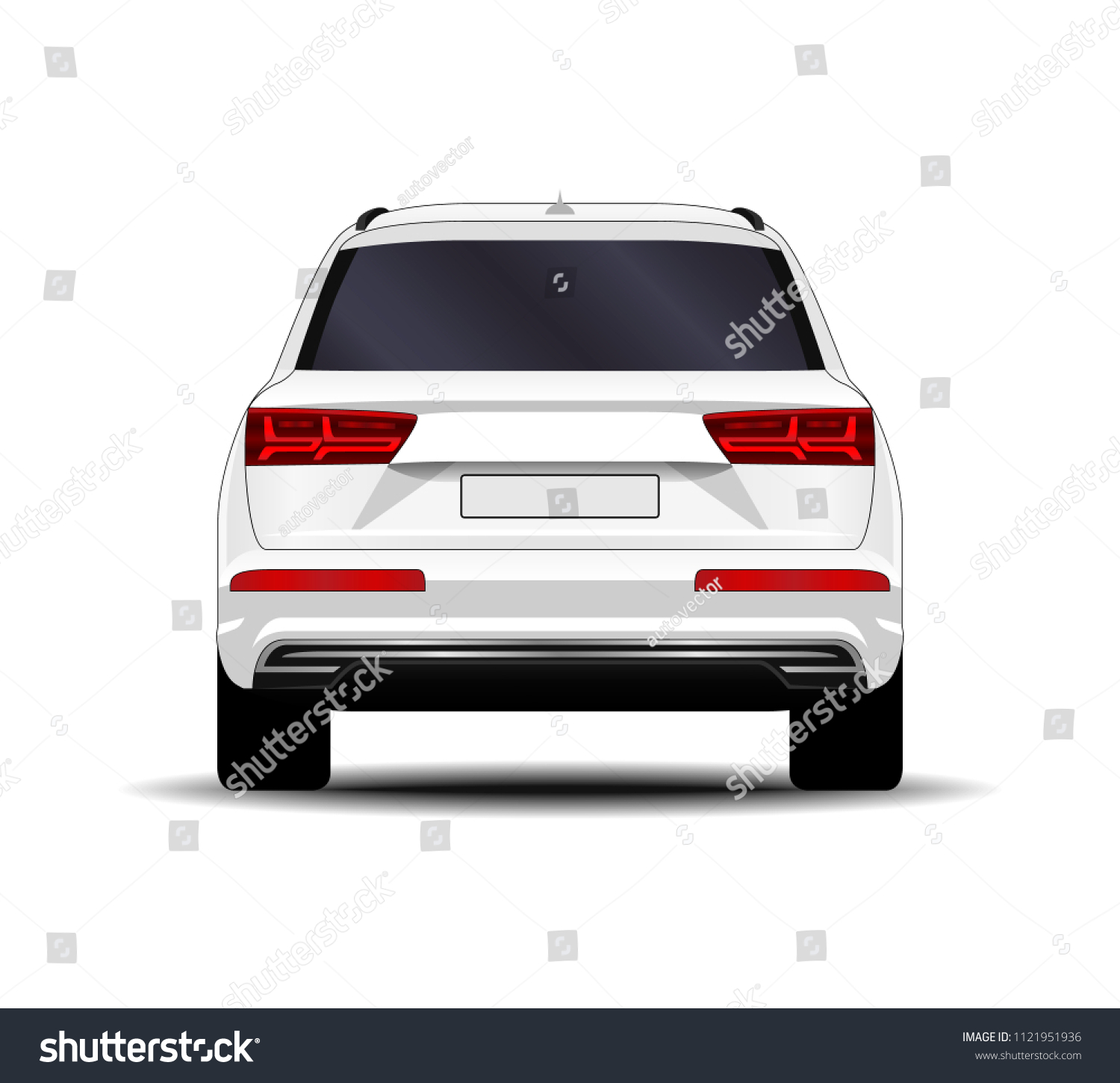 Realistic Suv Car Back View: vector de stock (libre de regalías ...