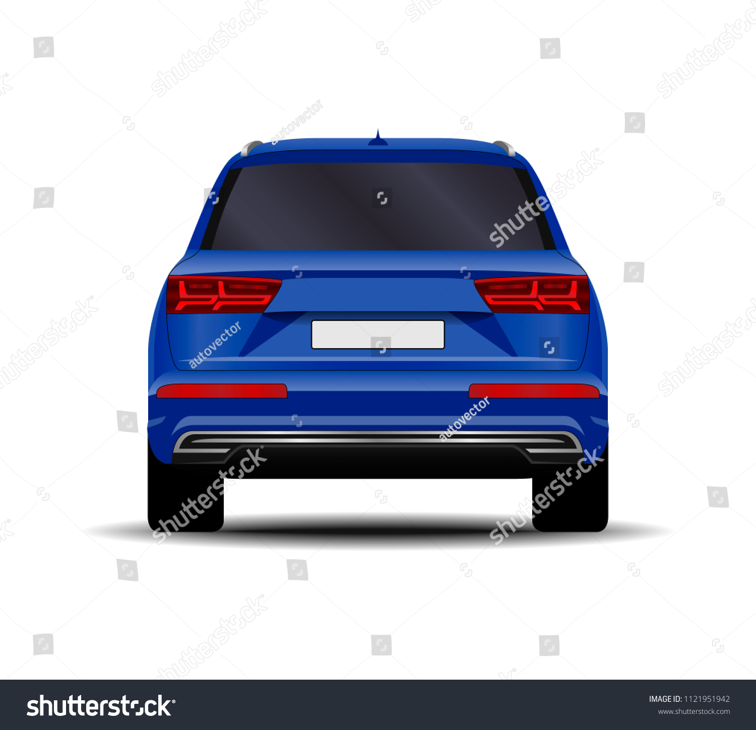 Realistic Suv Car Back View Stock Vector (Royalty Free) 1121951942