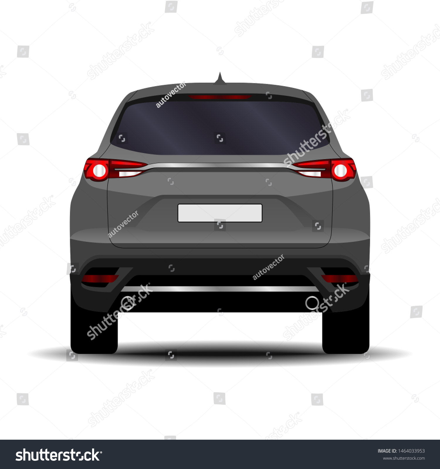 Realistic Suv Car Back View Stock Vector (Royalty Free) 1464033953