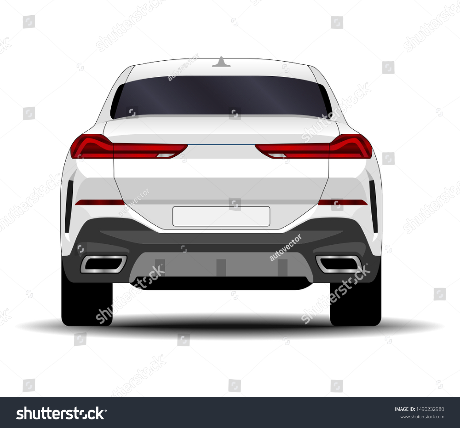 Realistic Suv Car Back View Stock Vector (Royalty Free) 1490232980