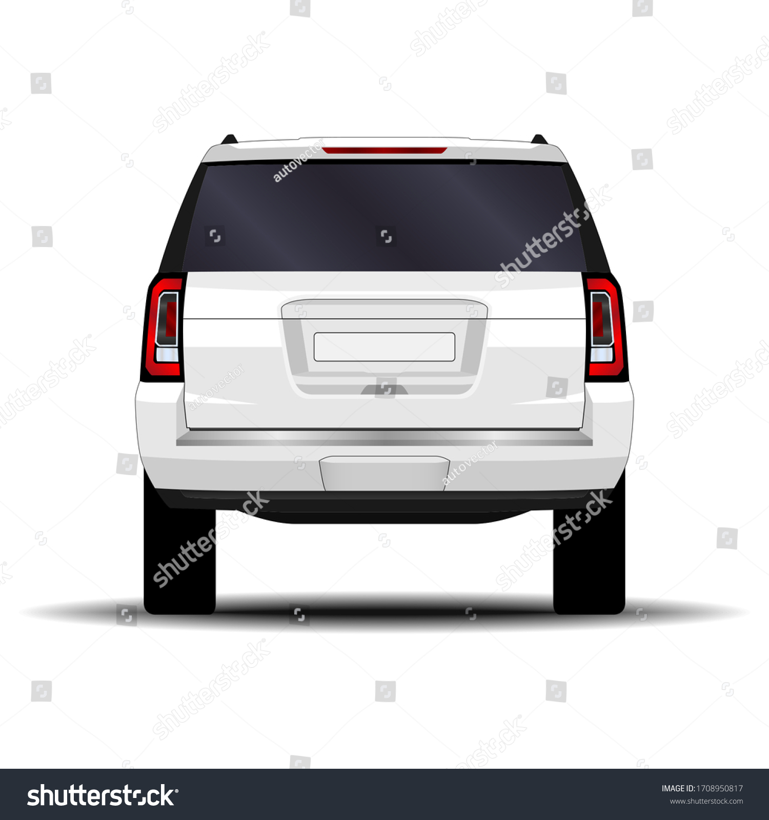 Realistic Suv Car Back View Stock Vector (Royalty Free) 1708950817