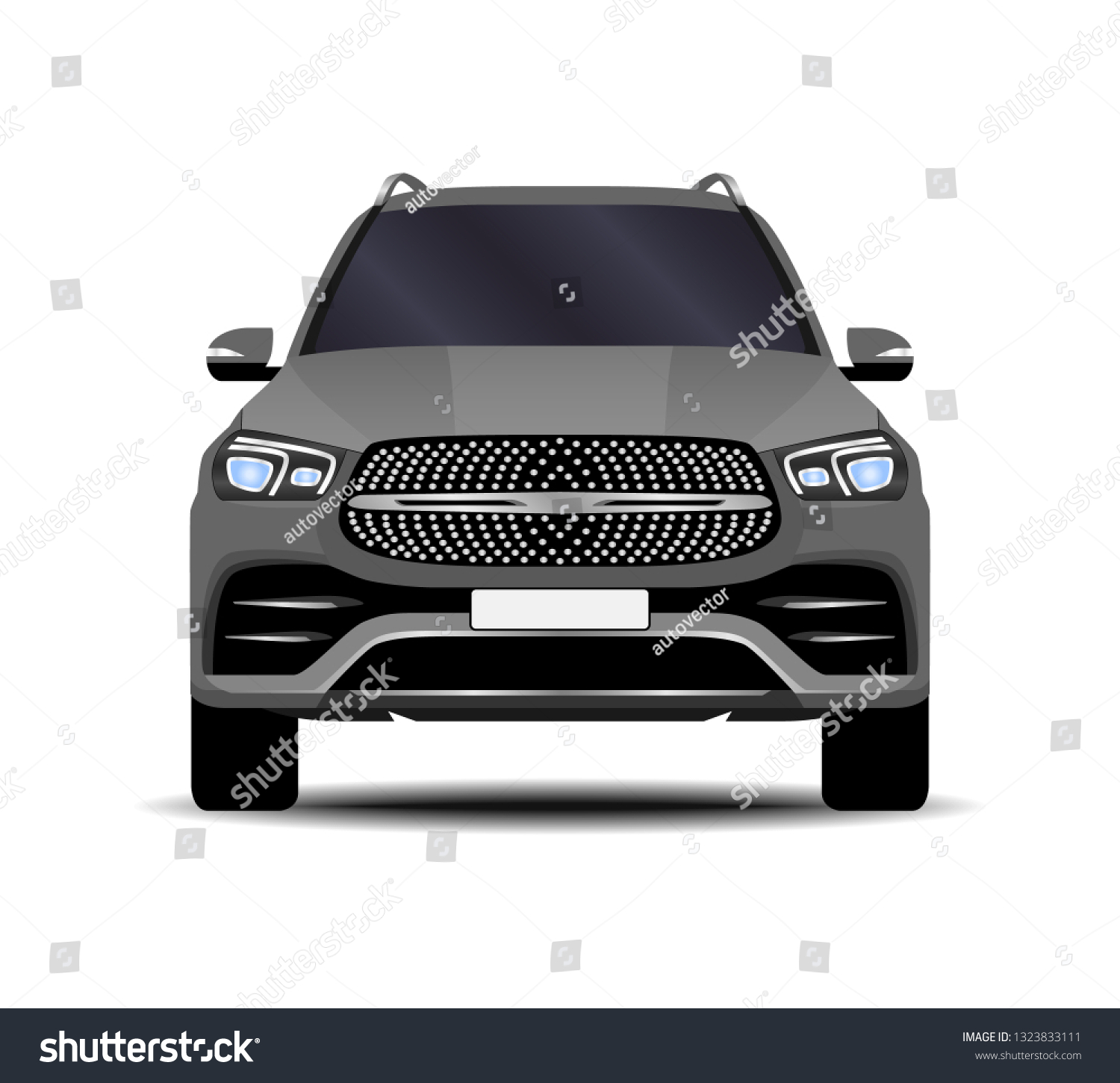 Realistic Suv Car Front View: เวกเตอร์สต็อก (ปลอดค่าลิขสิทธิ์) 1323833111