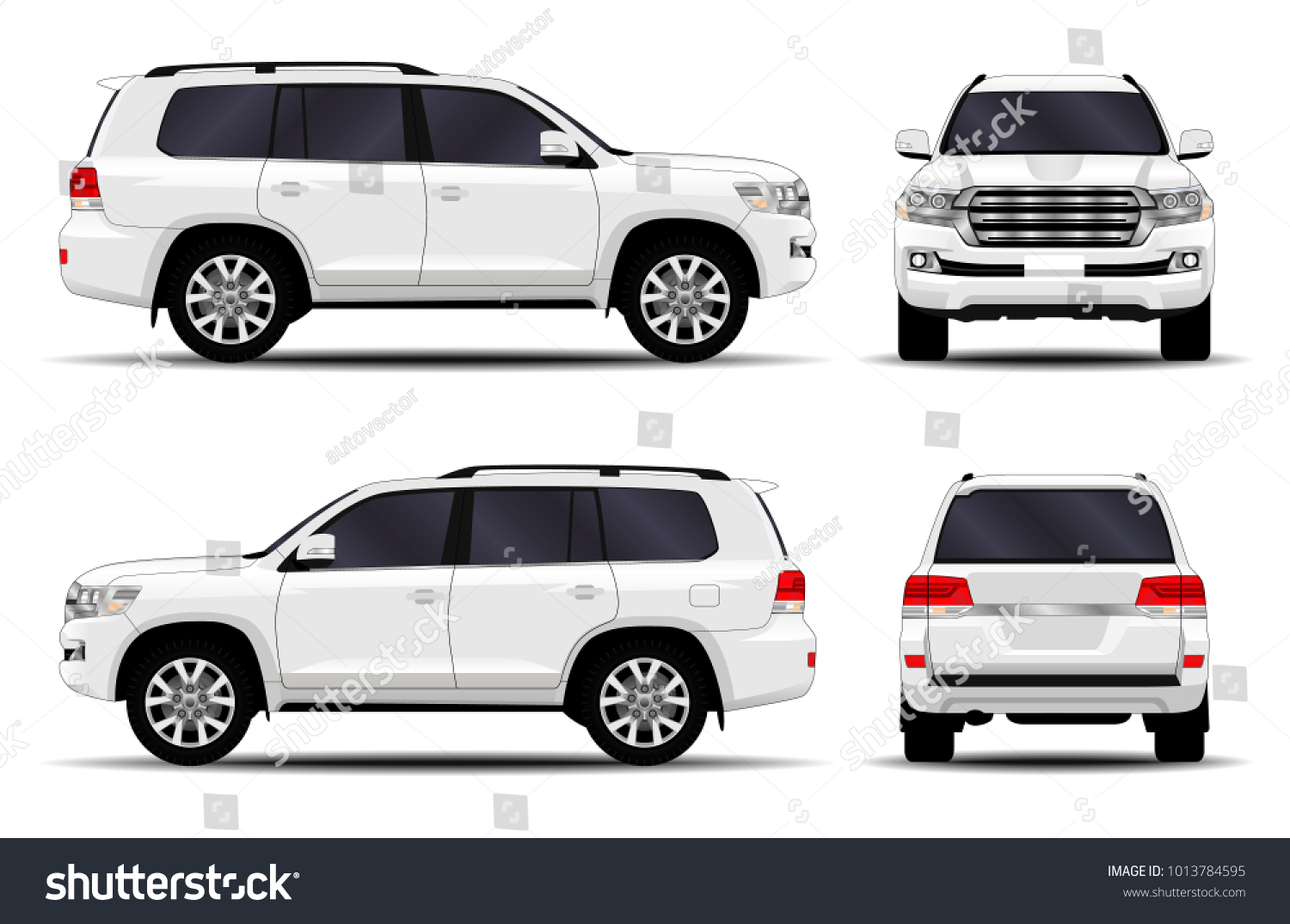 Realistic Suv Car Front View Side Stock Vector (Royalty Free ...