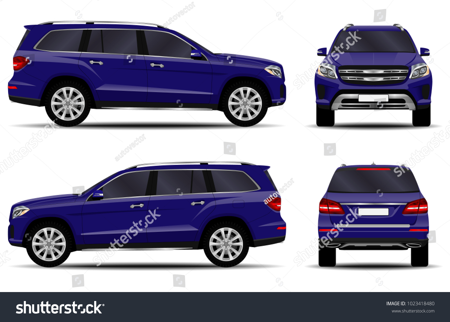 Realistic Suv Car Front View Side Stock Vector (Royalty Free ...
