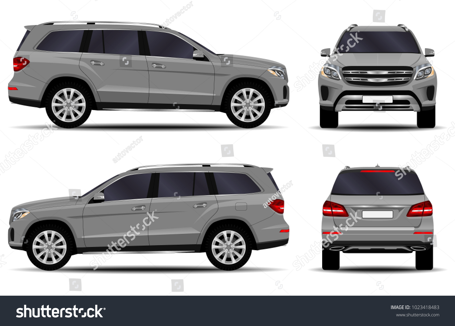 Realistic Suv Car Front View Side Stock Vector (Royalty Free ...