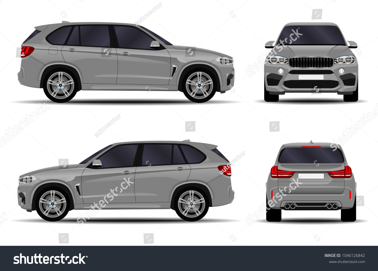 Realistic Suv Car Front View Side Stock Vector (Royalty Free) 1046126842