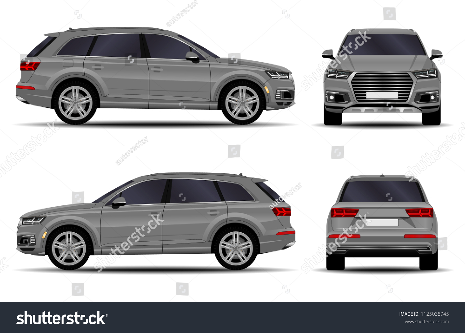 Realistic Suv Car Front View Side: เวกเตอร์สต็อก (ปลอดค่าลิขสิทธิ์ ...
