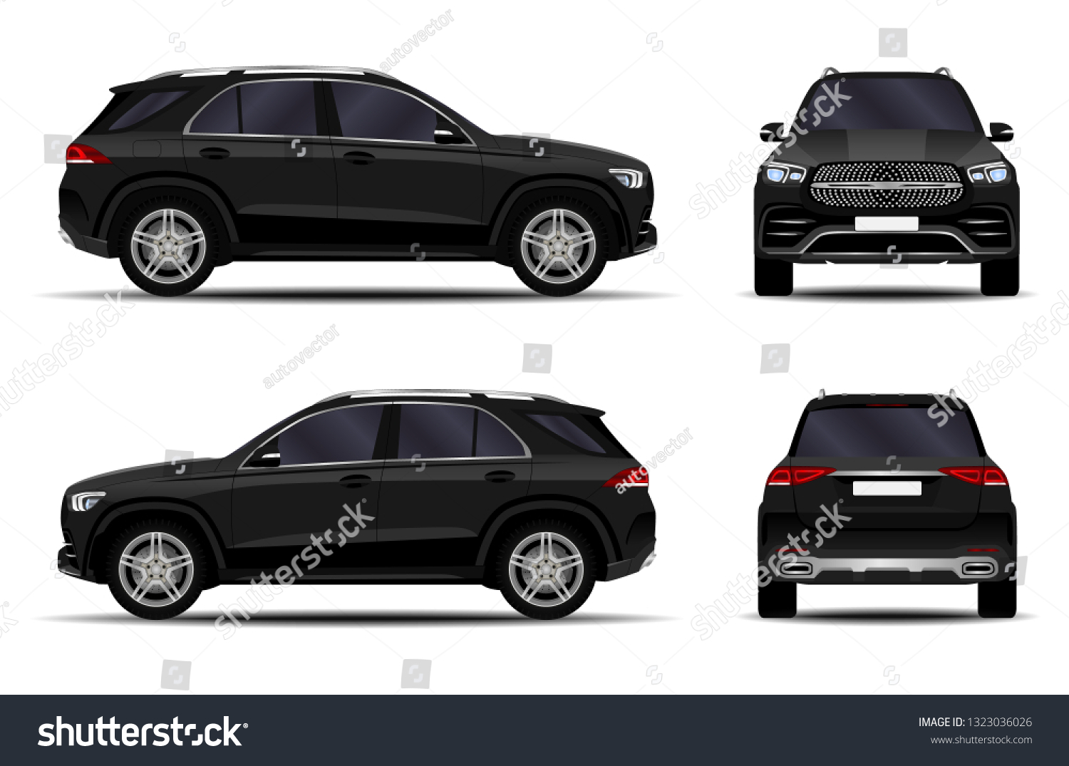 Realistic Suv Car Front View Side Stock Vector (Royalty Free ...