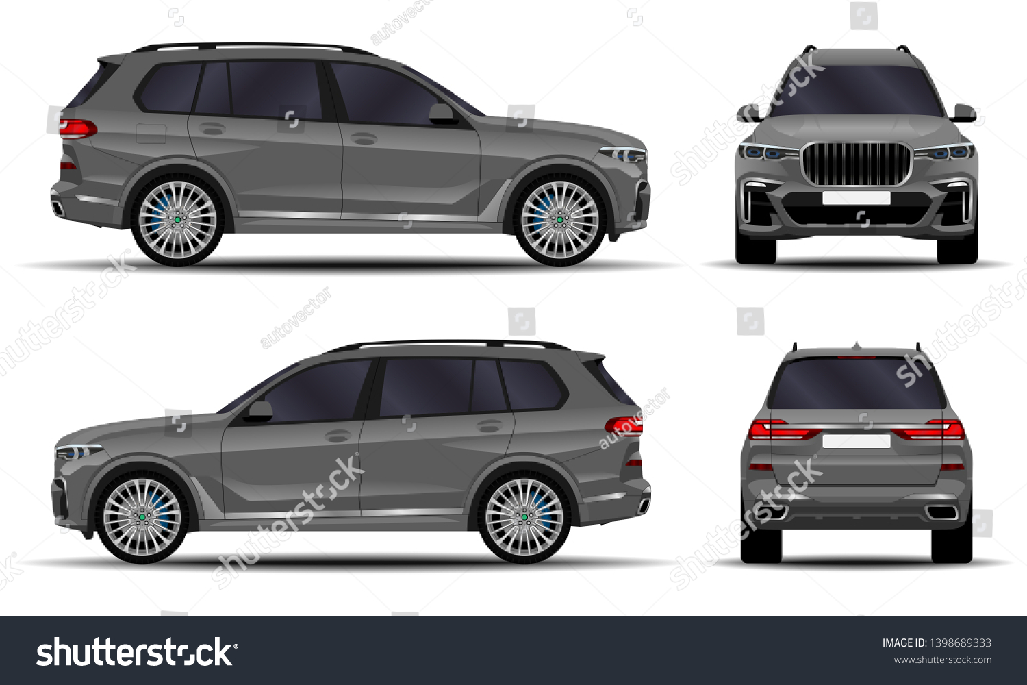 Realistic Suv Car Front View Side Stock Vector (Royalty Free) 1398689333