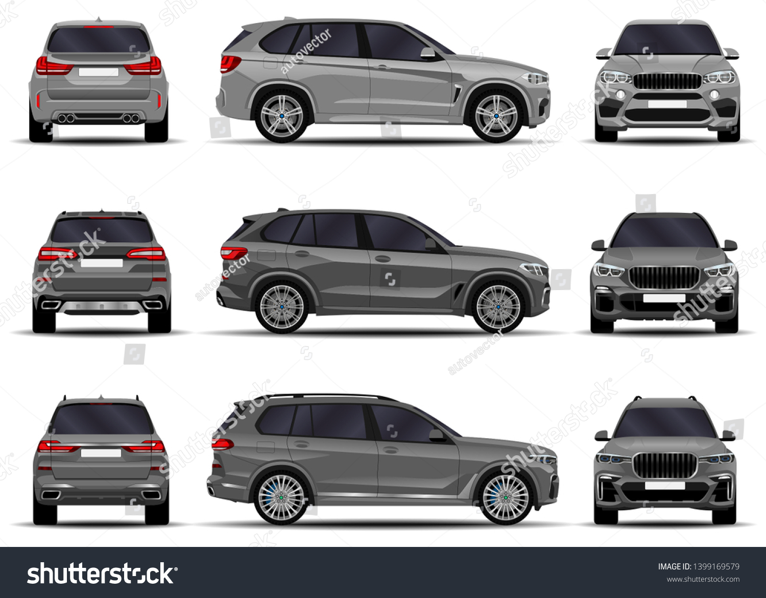 Realistic Suv Car Front View Side Stock Vector (Royalty Free) 1399169579
