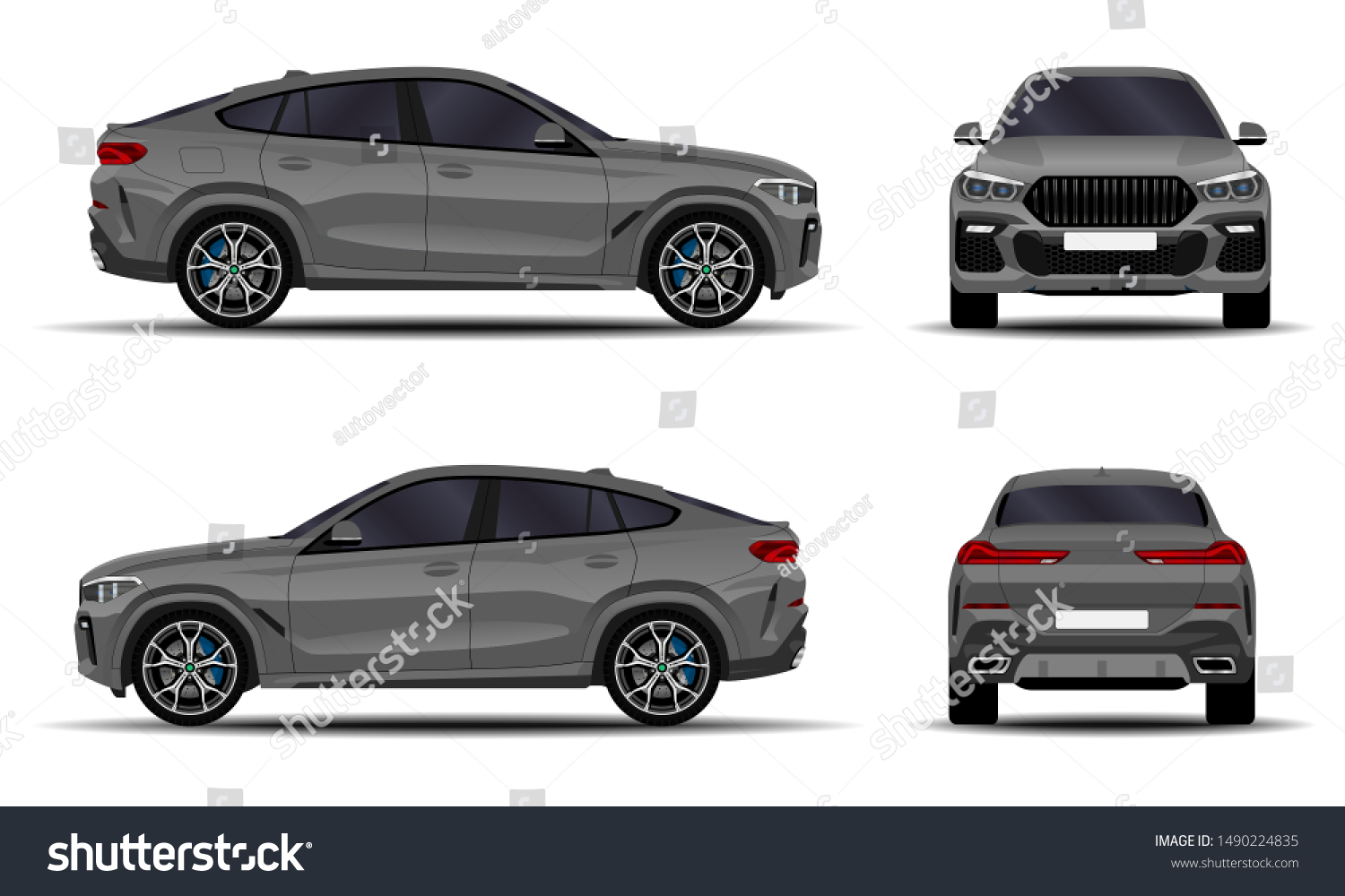 Realistic Suv Car Front View Side Stock Vector (Royalty Free) 1490224835