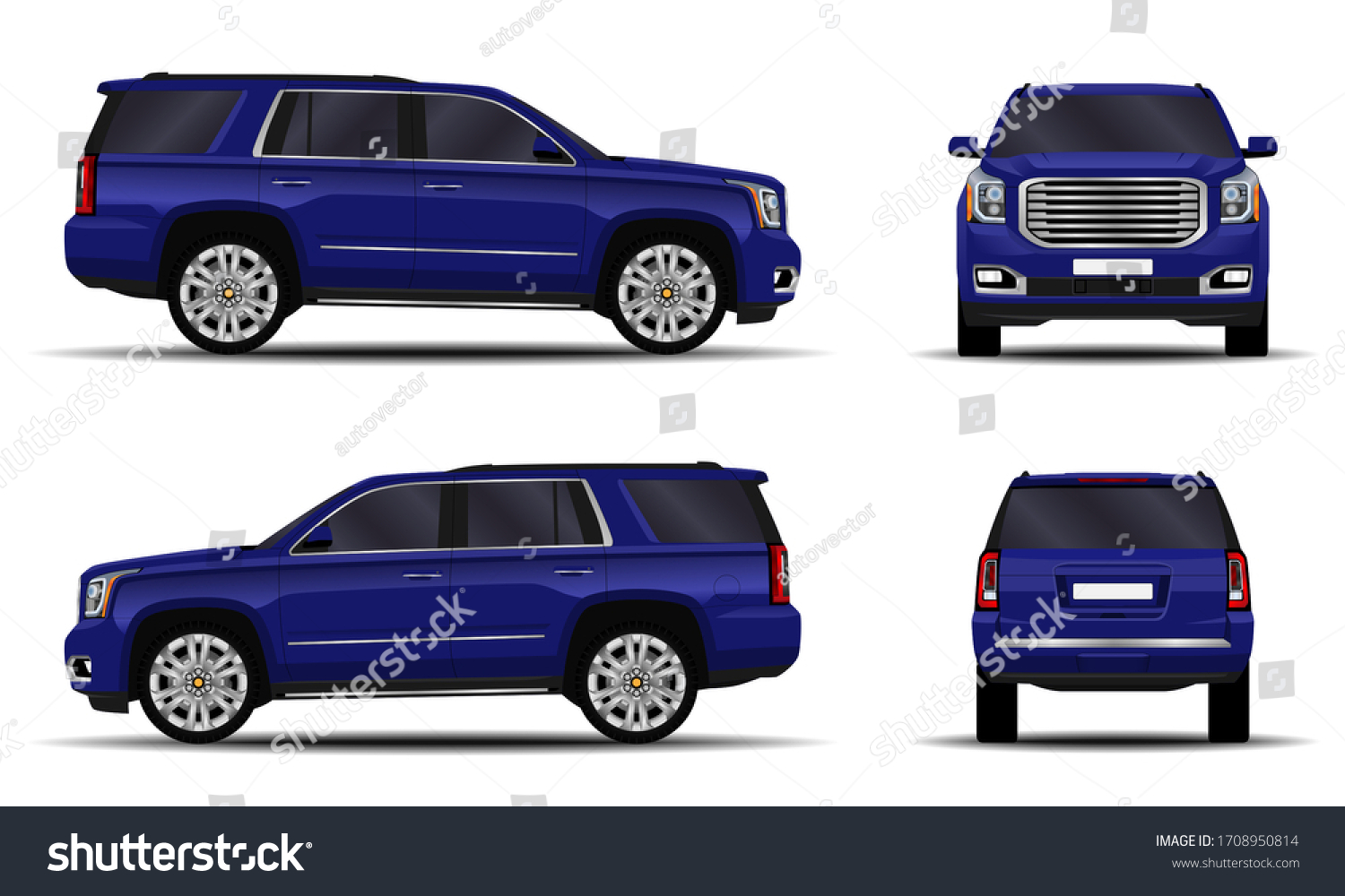 Realistic Suv Car Front View Side Stock Vector (Royalty Free ...