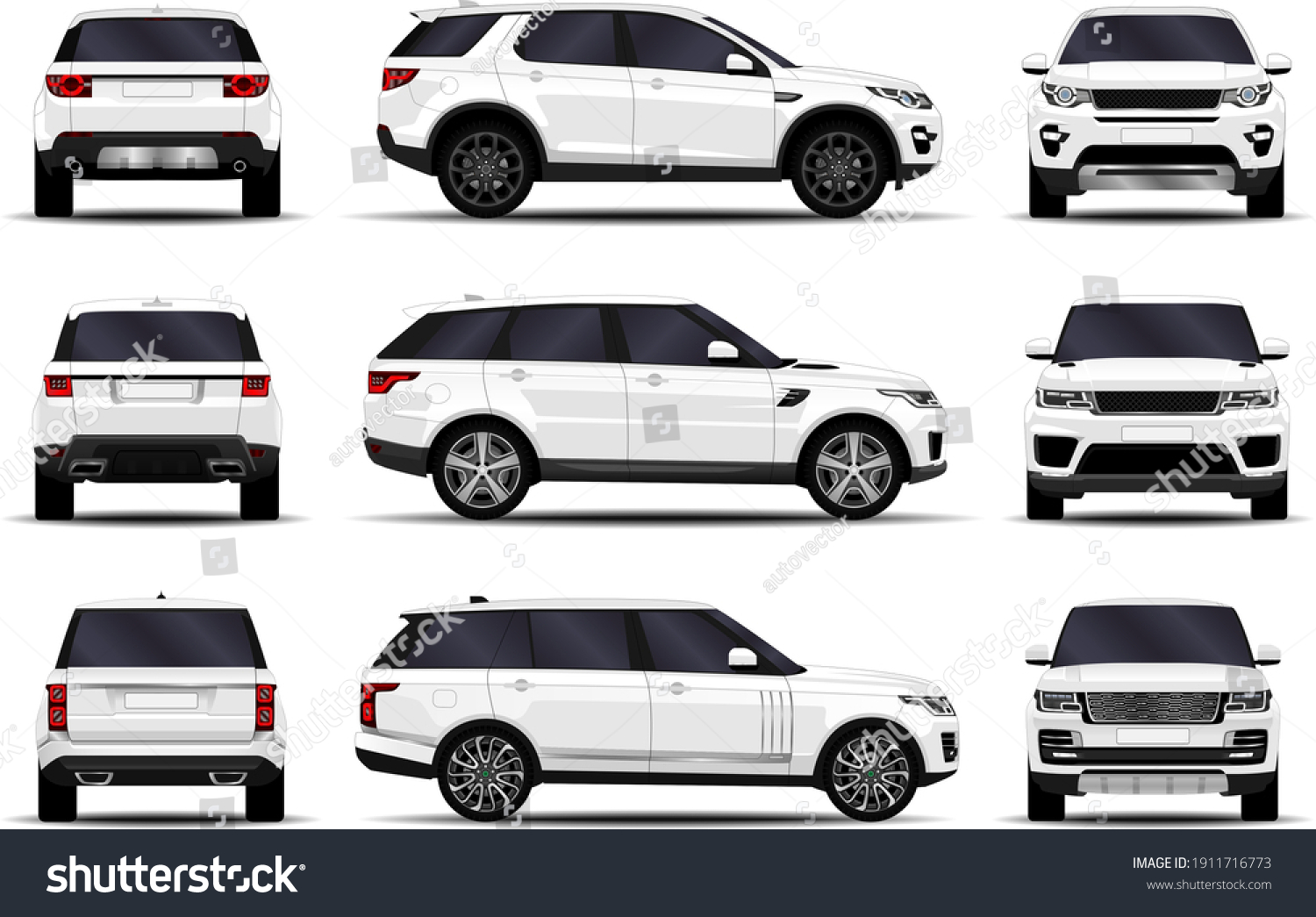 Realistic Suv Car Front View Side Stock Vector (Royalty Free ...