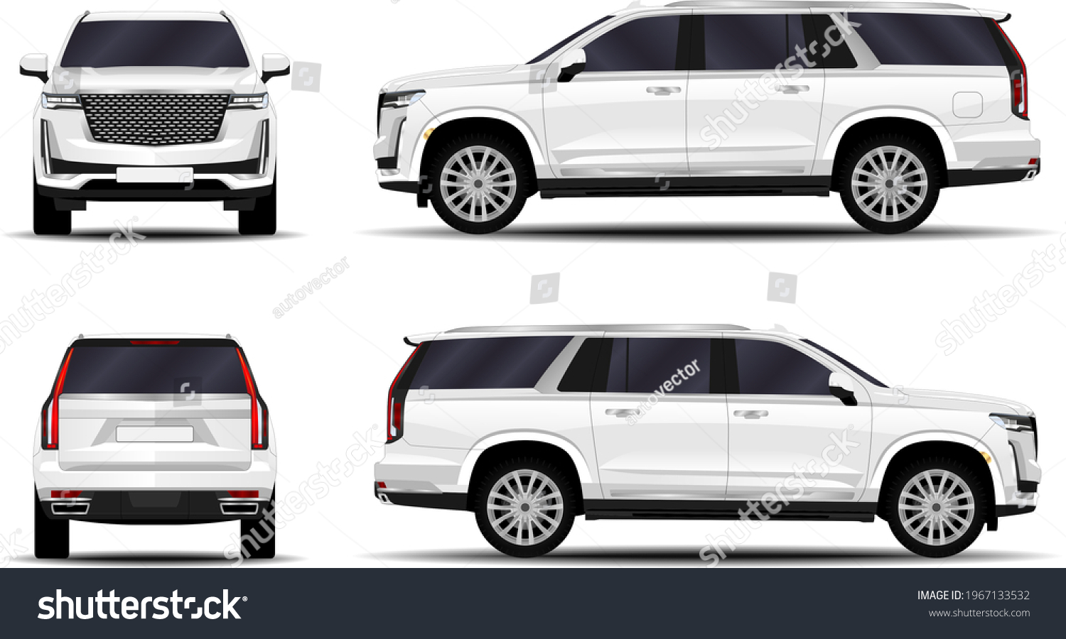 Realistic Suv Car Front View Side Stock Vector (Royalty Free ...