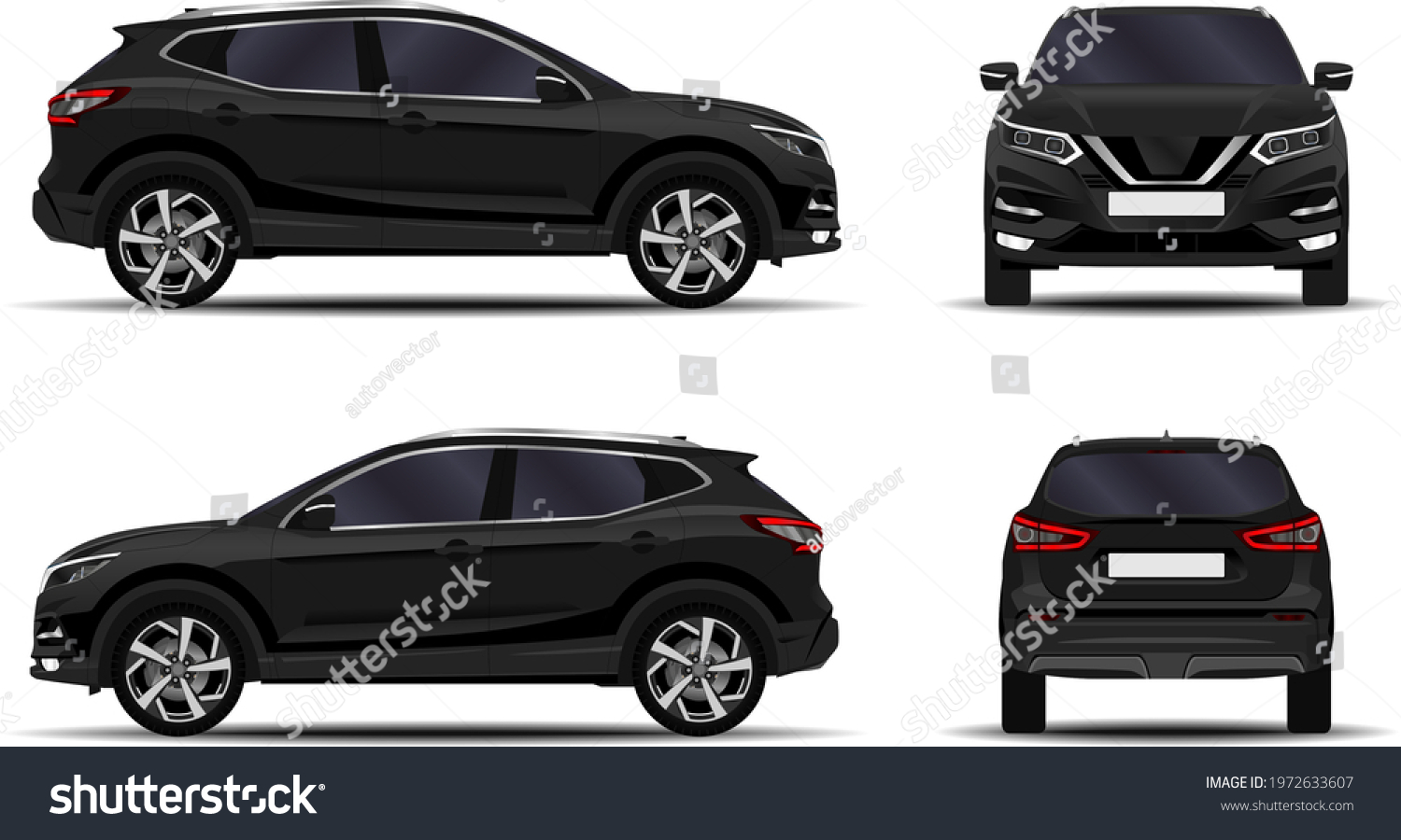 Realistic Suv Car Front View Side Stock Vector (Royalty Free ...