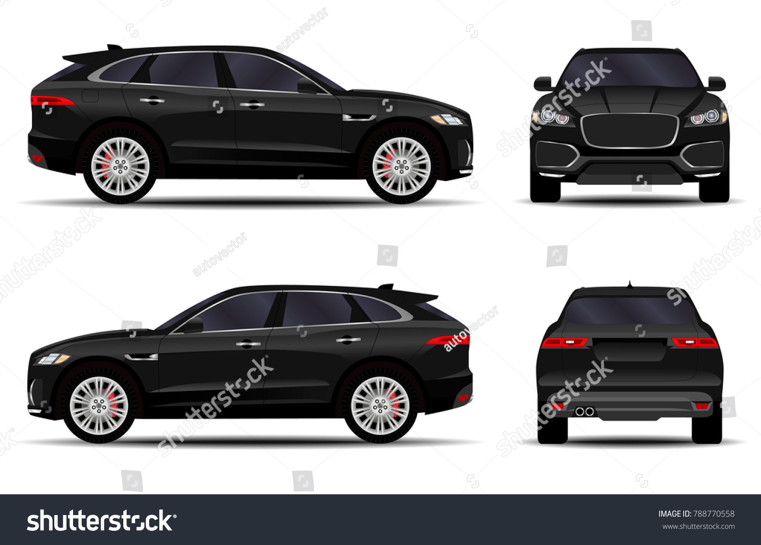 Realistic Suv Car Front View Side: เวกเตอร์สต็อก (ปลอดค่าลิขสิทธิ์ ...