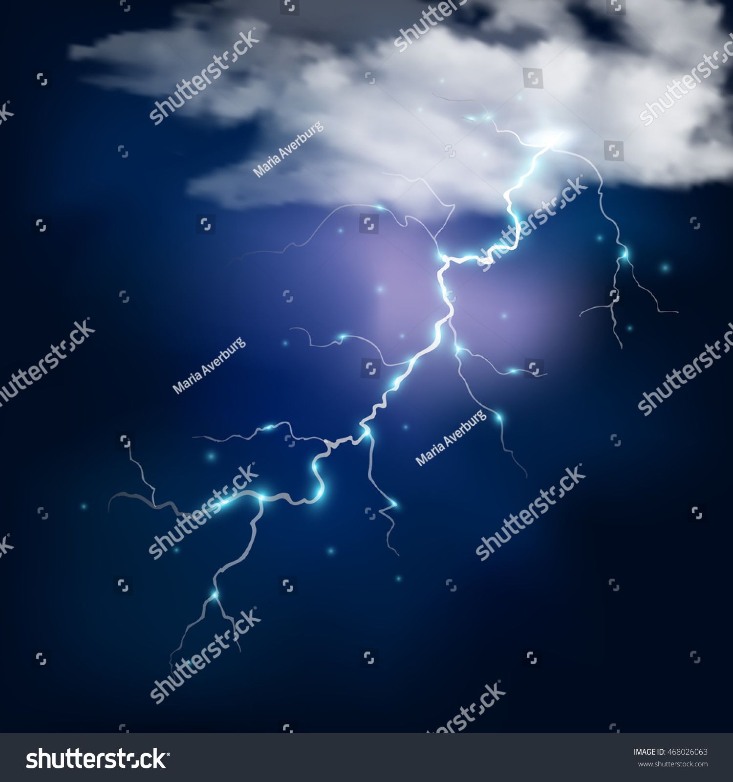 Realistic Thunderstorm Background Vector Illustration Stock Vector ...