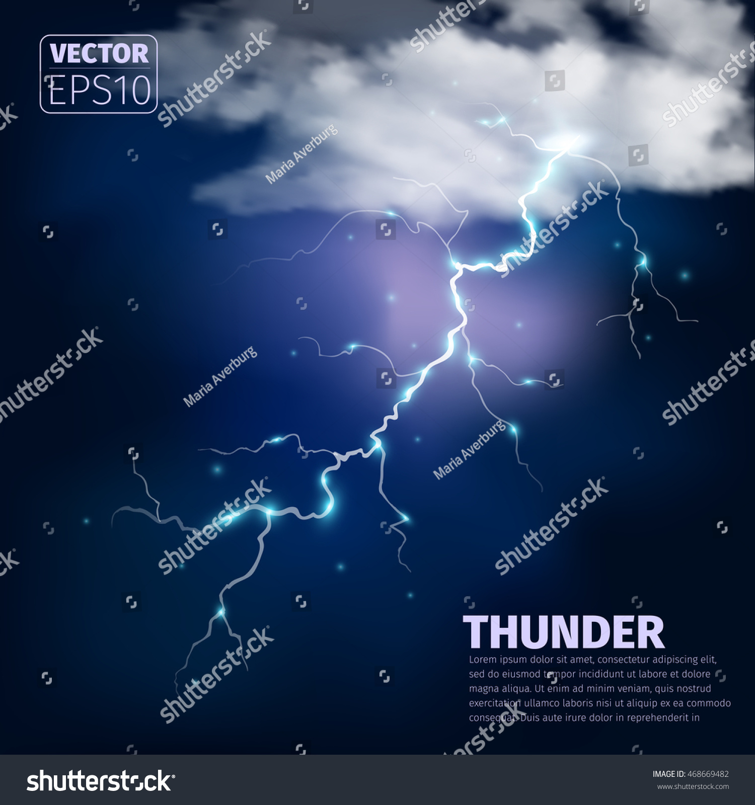 Realistic Thunderstorm Background Vector Illustration Stock Vector ...