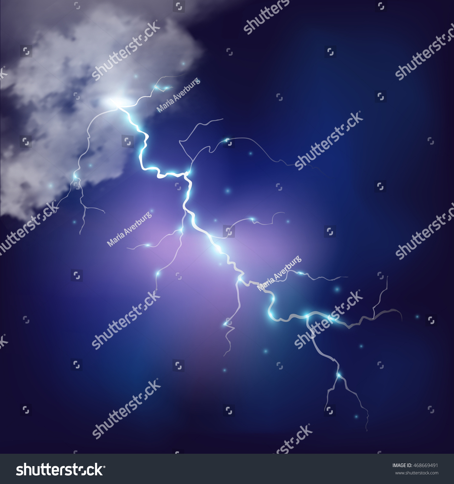 Realistic Thunderstorm Background Vector Illustration Stock Vector ...