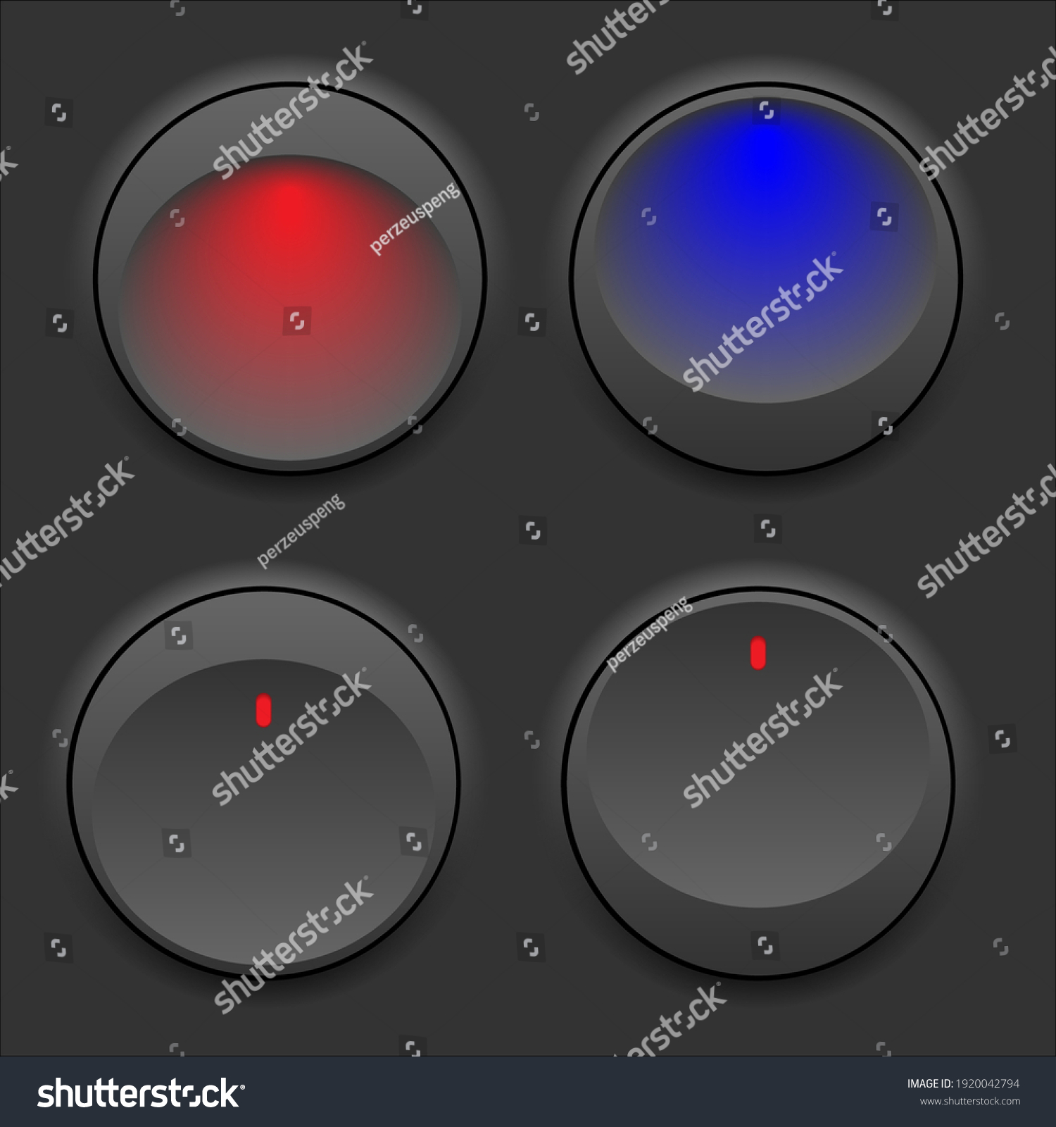 Realistic Toggle Switch Black Switches Backlight Stock Vector (Royalty ...