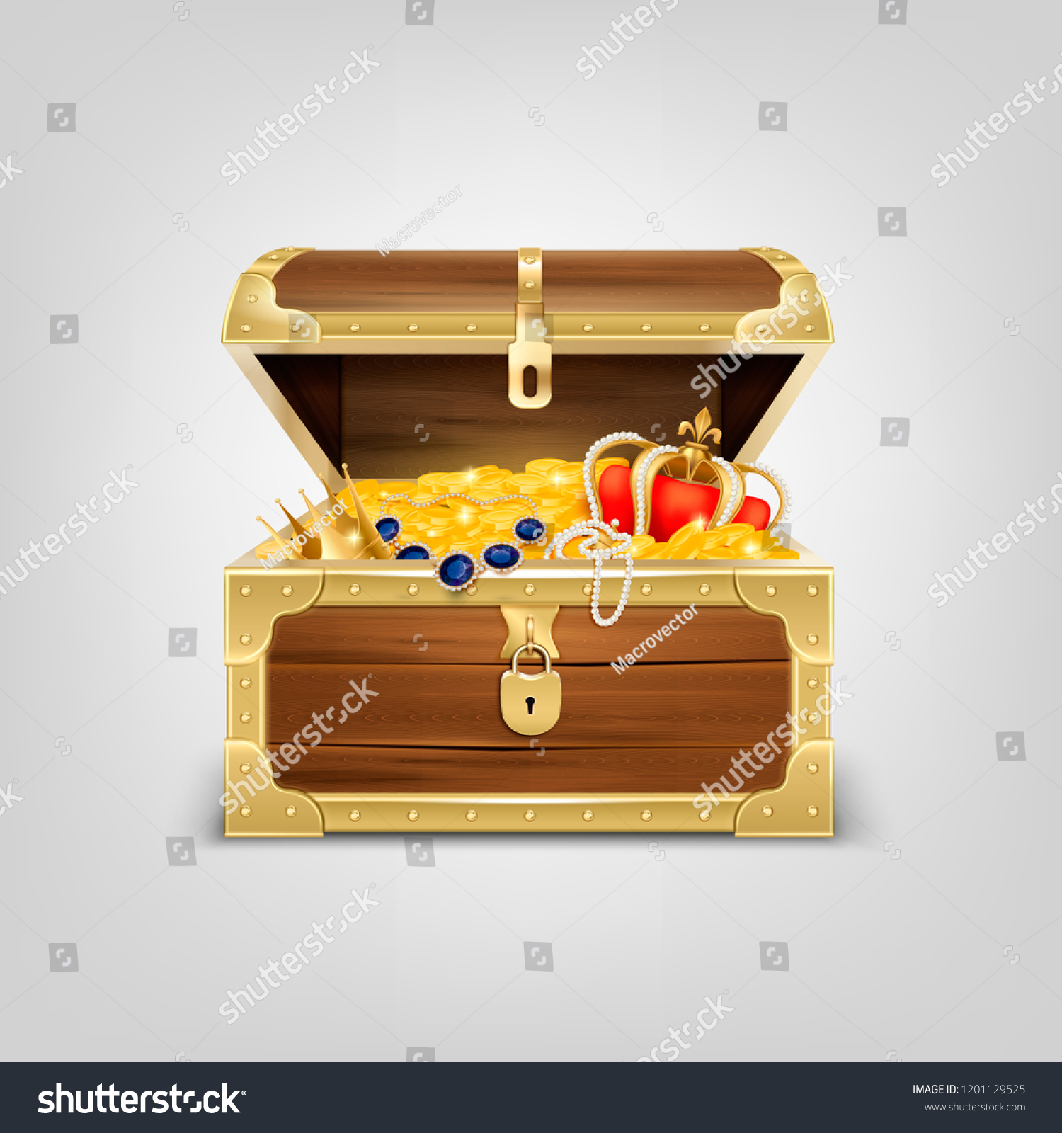 Realistic Treasure Chest Composition Stock Vector (Royalty Free) 1201129525