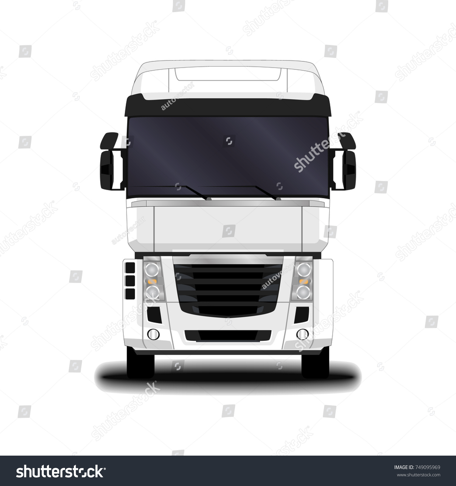 Realistic Truck Front View: เวกเตอร์สต็อก (ปลอดค่าลิขสิทธิ์) 749095969 ...