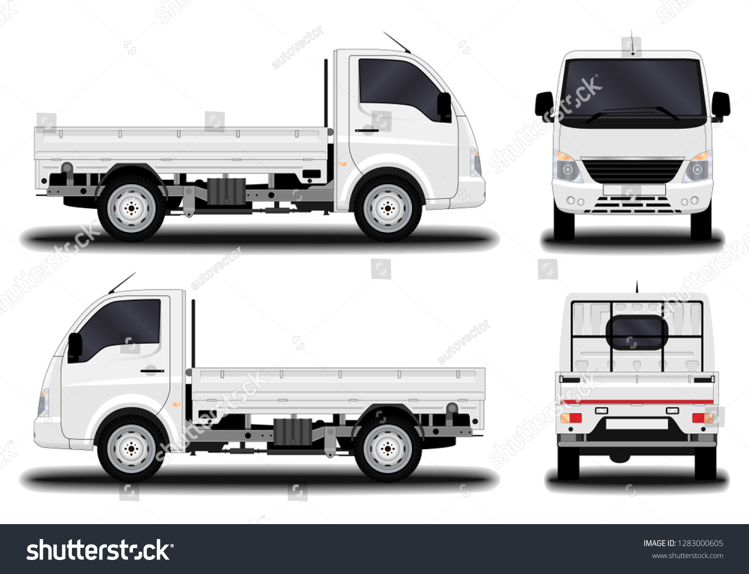 Vektor Stok Realistic Truck Front View Side View (Tanpa Royalti ...