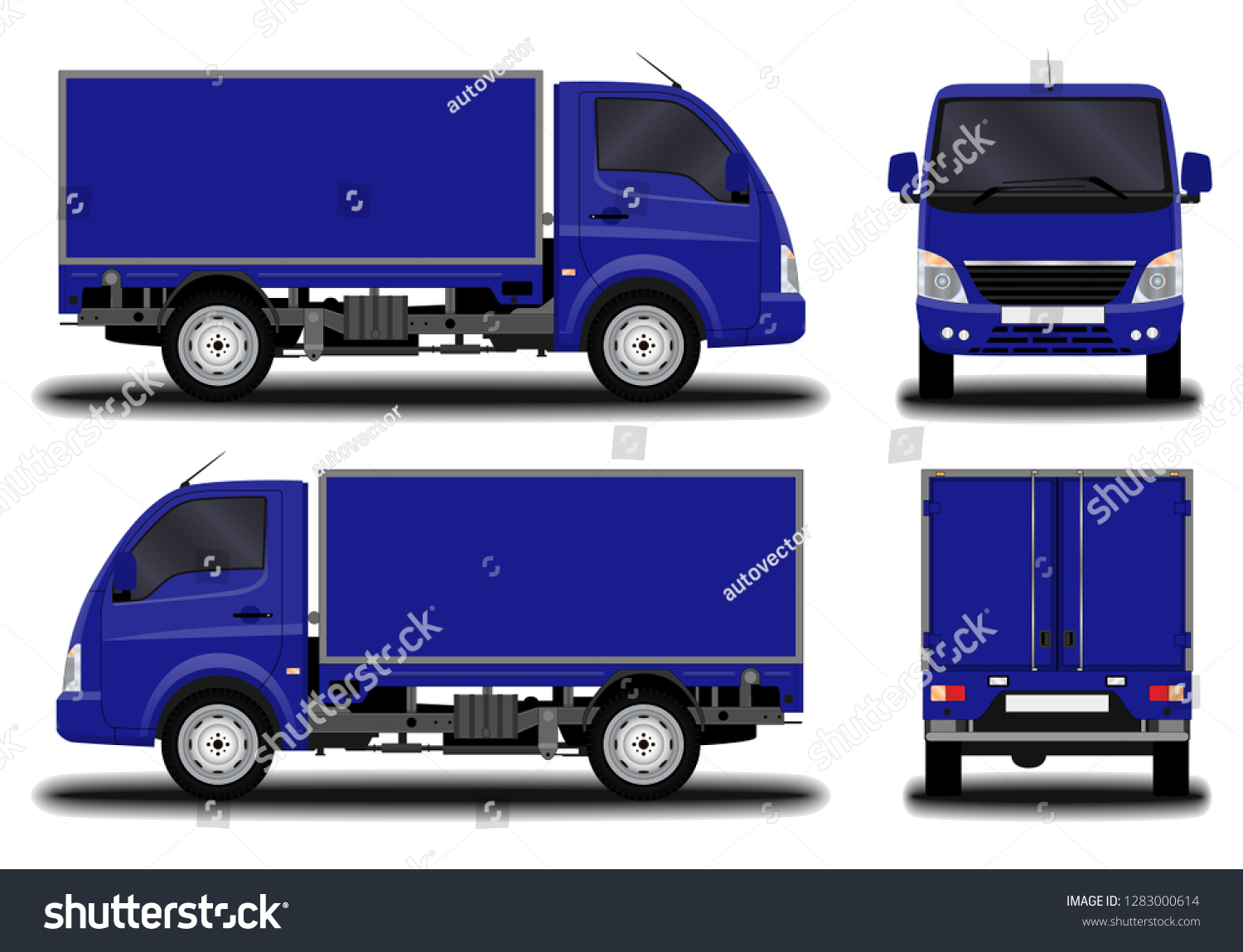 Realistic Truck Front View Side View Stock Vector (Royalty Free) 1283000614