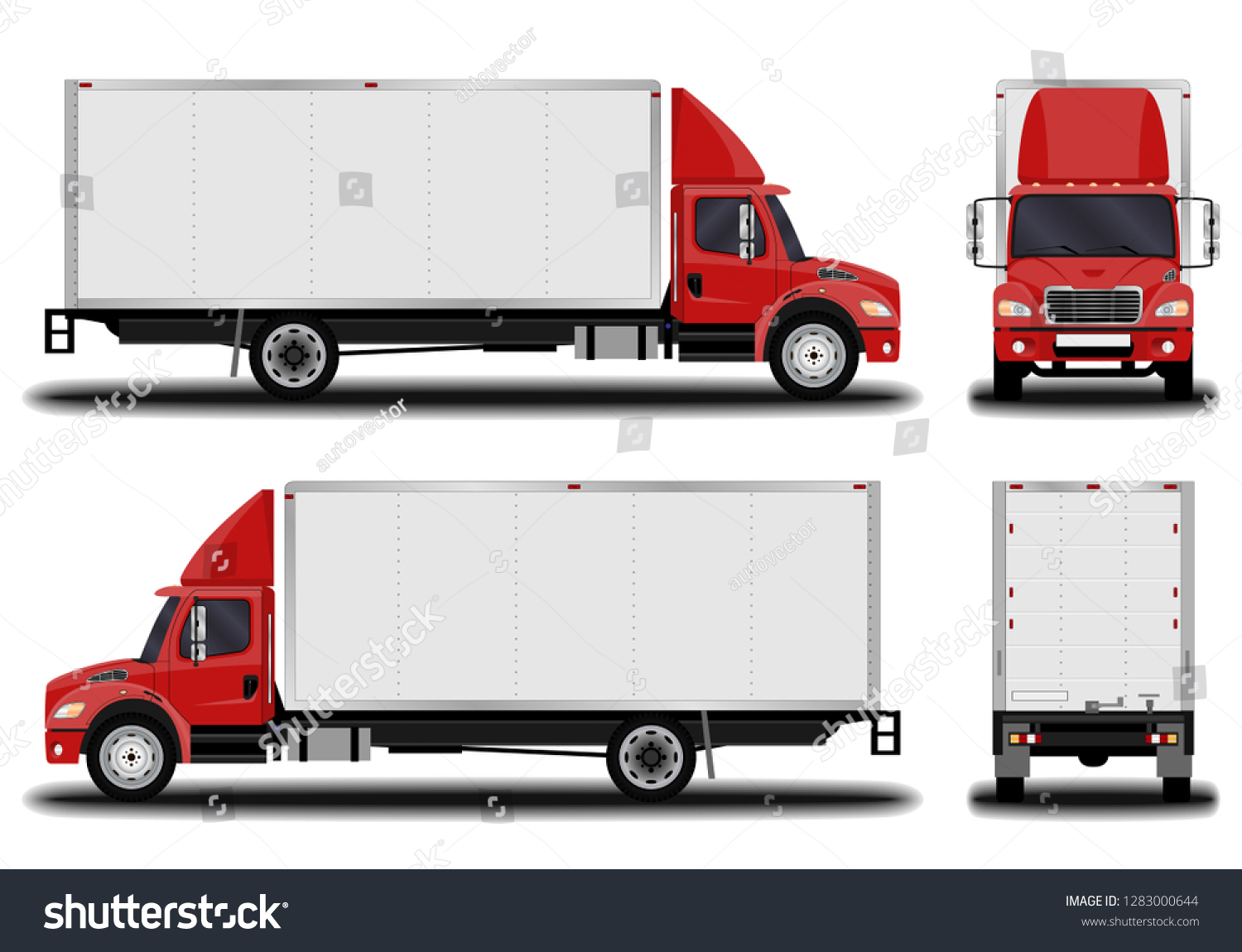Realistic Truck Front View Side View Stock Vector (Royalty Free ...