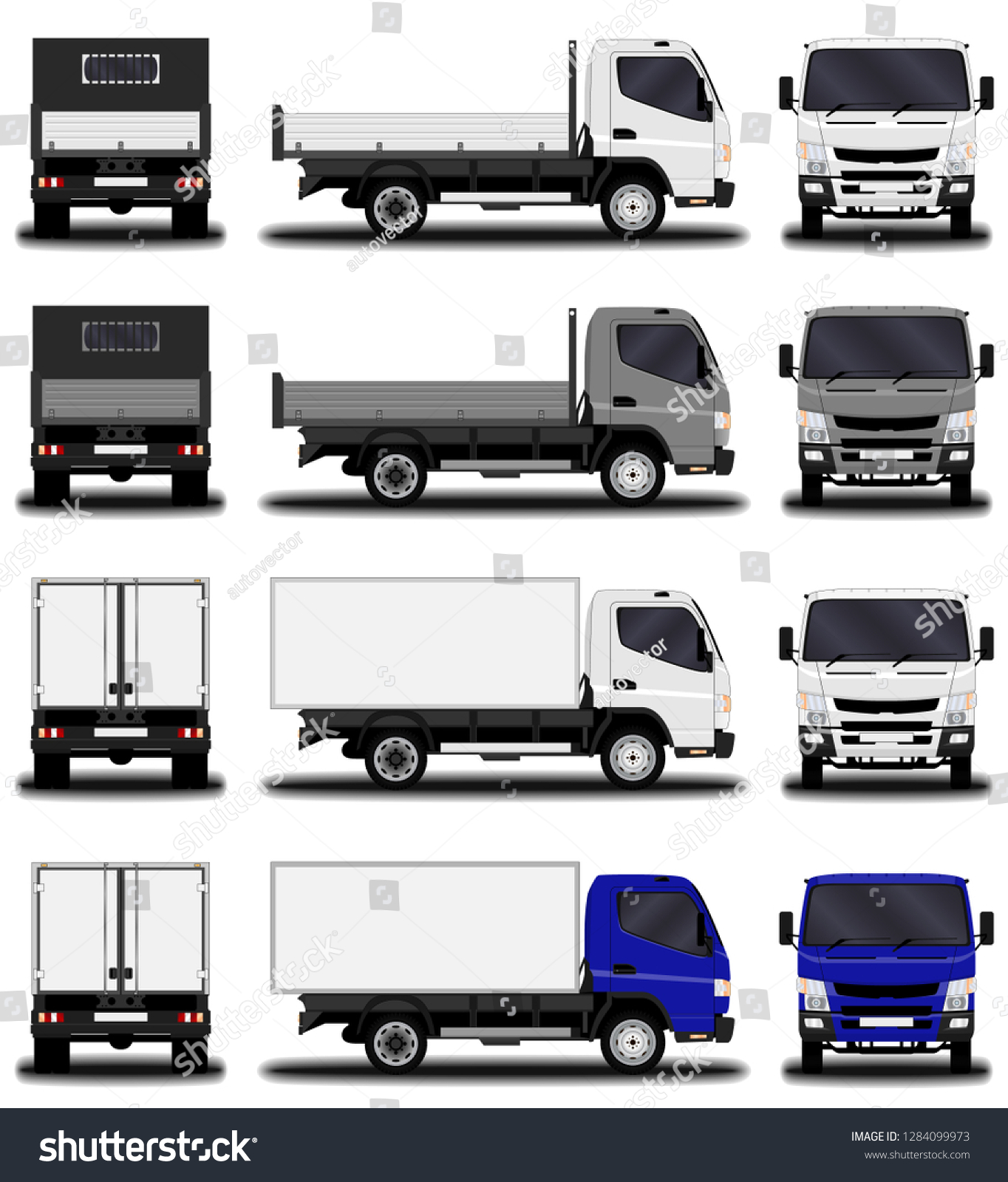 Realistic Trucks Set Front View Side Stock Vector (Royalty Free) 1284099973