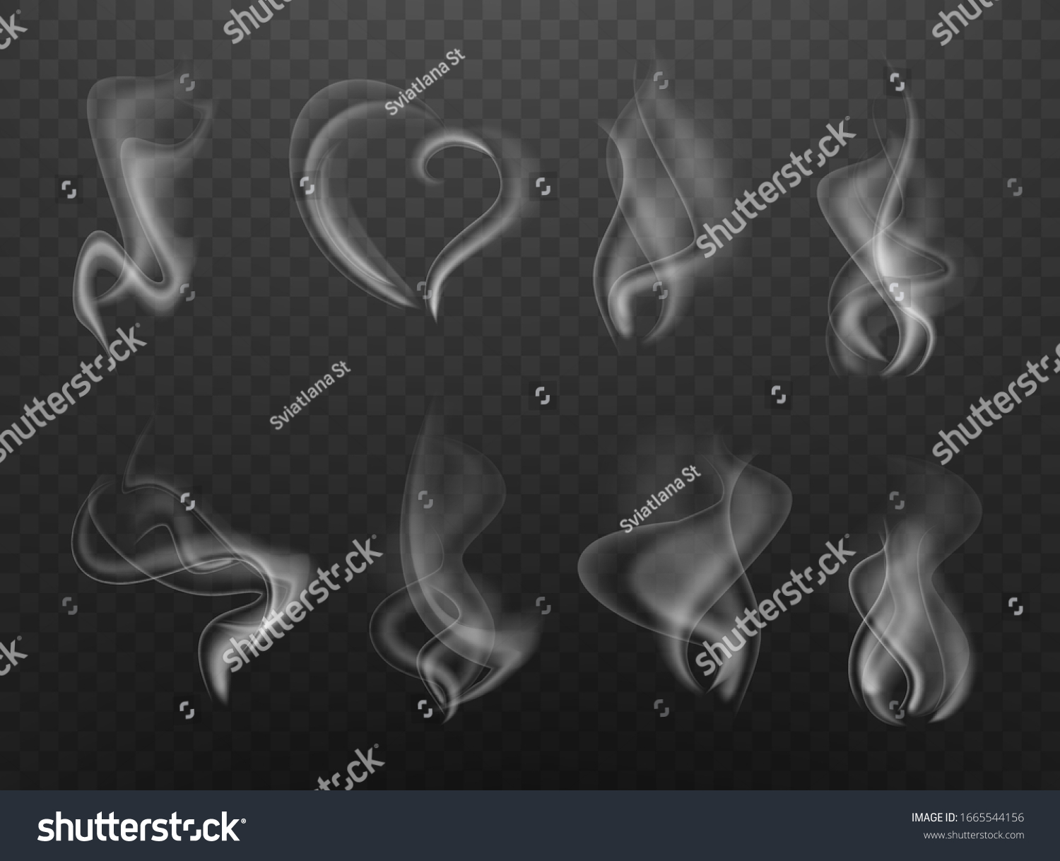 Realistic Vector Cigarette Smoke Isolated Set Stock Vector (Royalty ...