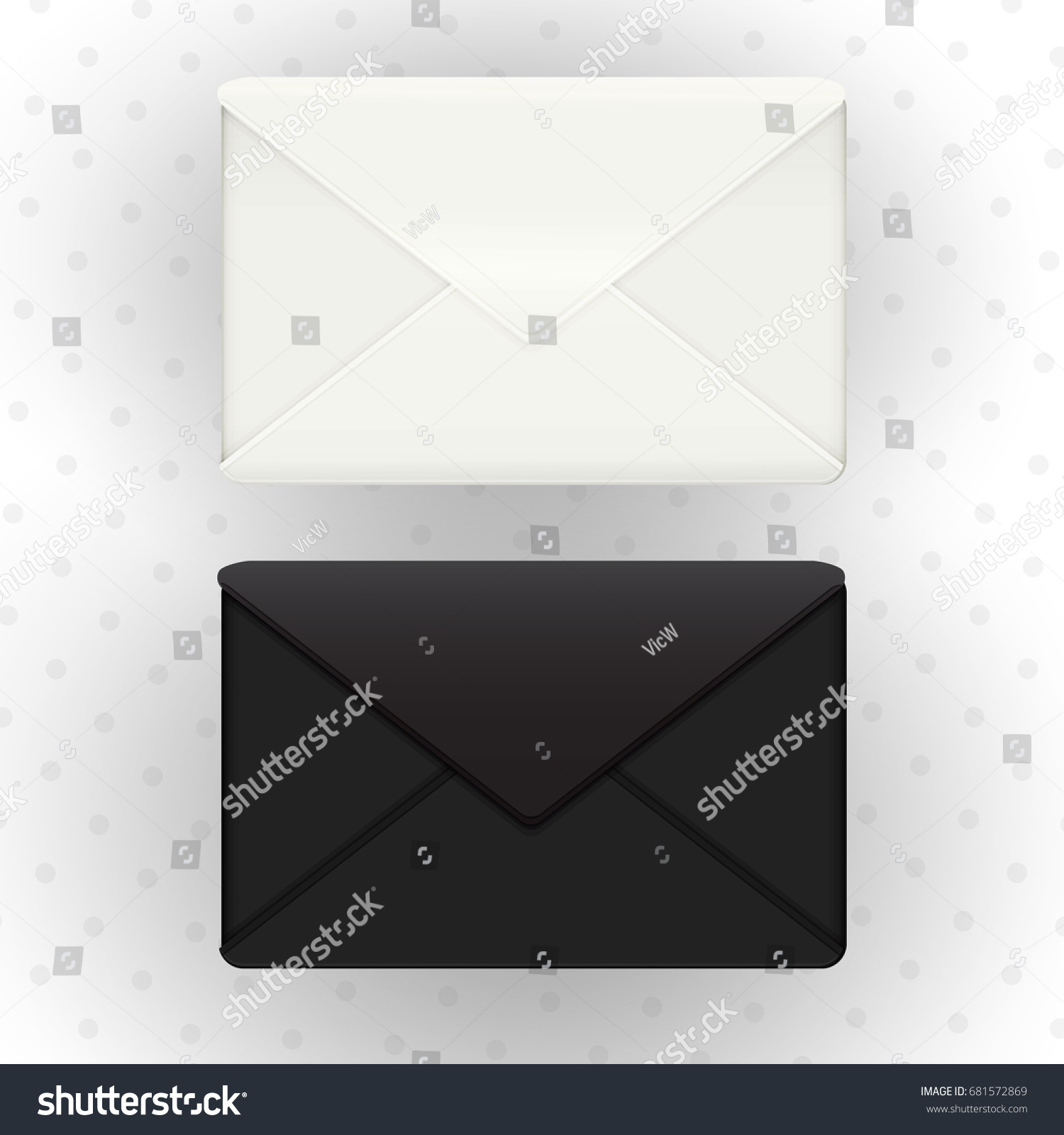 Realistic Vector Envelope Set Black White Stock Vector (Royalty Free ...