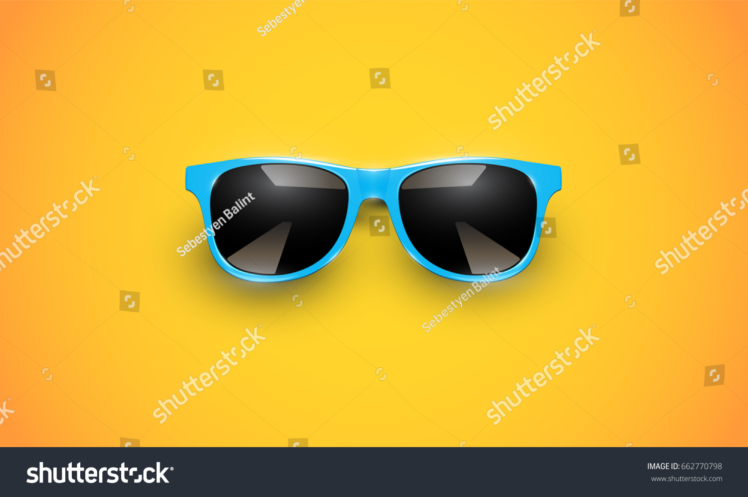 Realistic Vector Sunglasses On Yellow Background Stock Vector Royalty Free 662770798