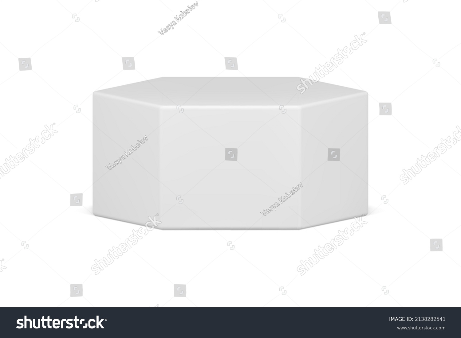 Realistic White Hexagon Stage Geometric Shape Stock Vector (Royalty ...