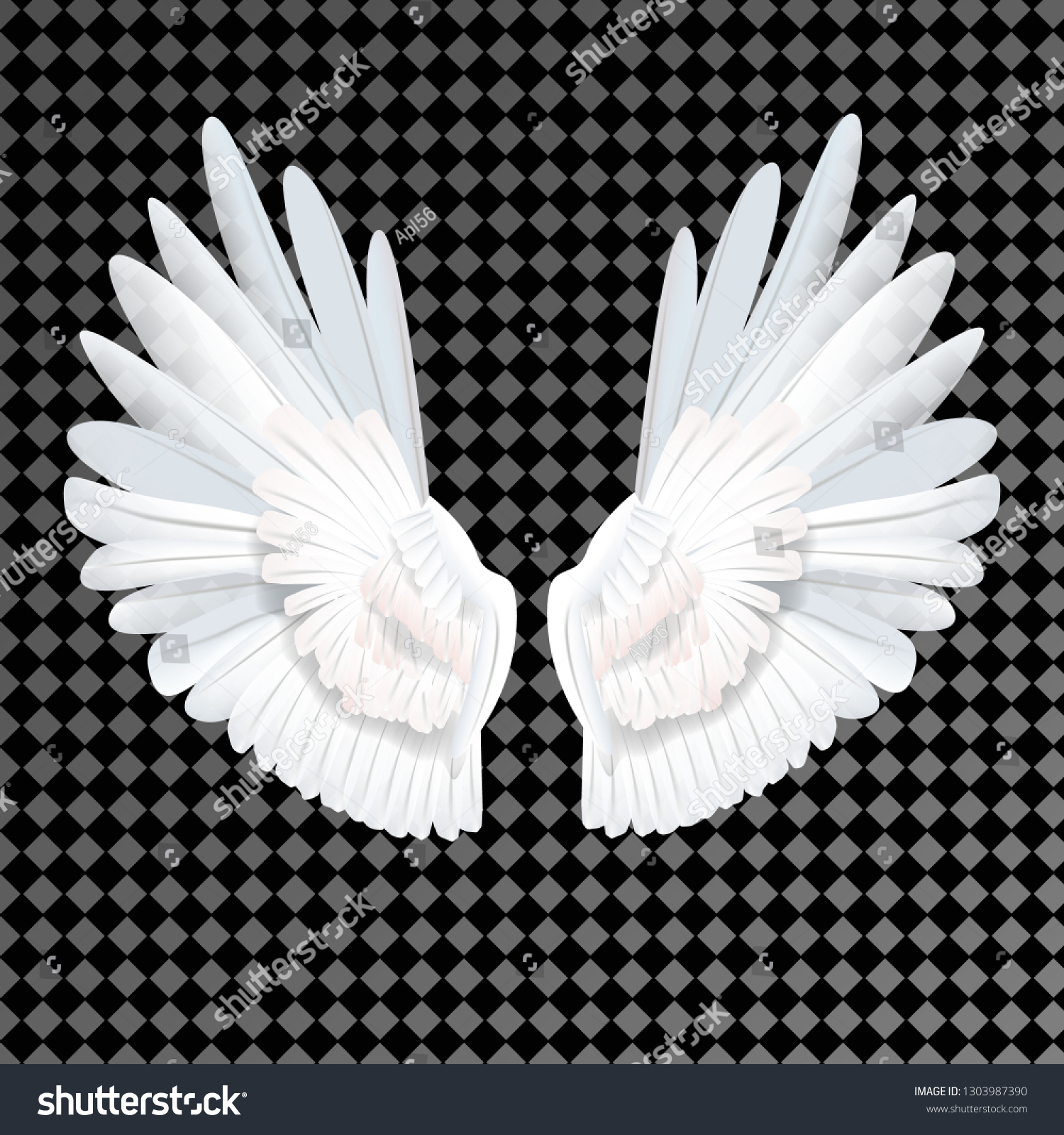 Realistic White Wings On Transparent Background Stock Vector (Royalty ...