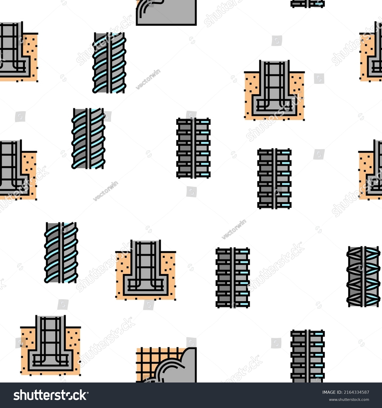 Rebar Construction Vector Seamless Pattern Thin Stock Vector (Royalty ...