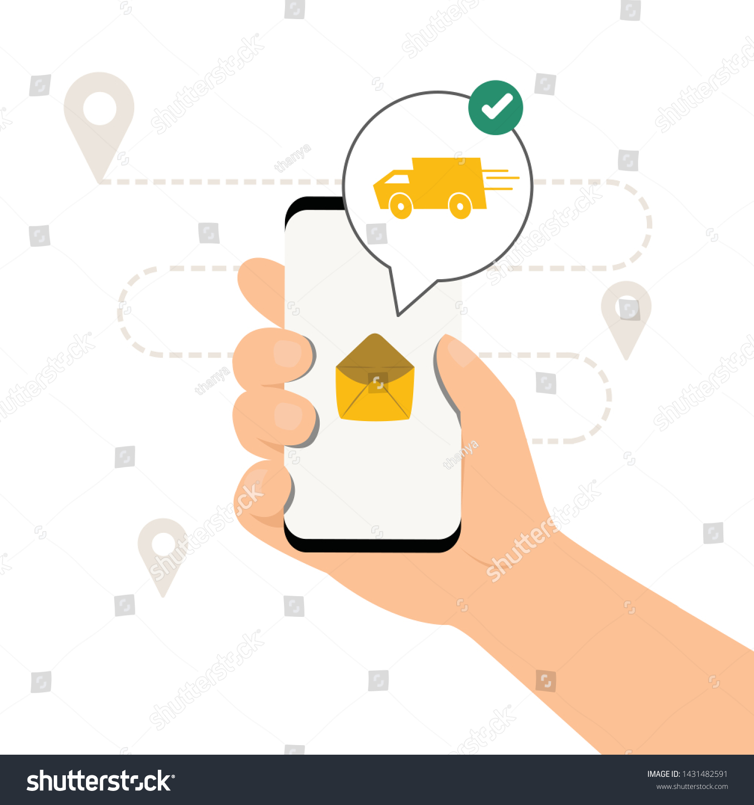 Receive Message Tracking Shipping Complete Stock Vector (Royalty Free ...