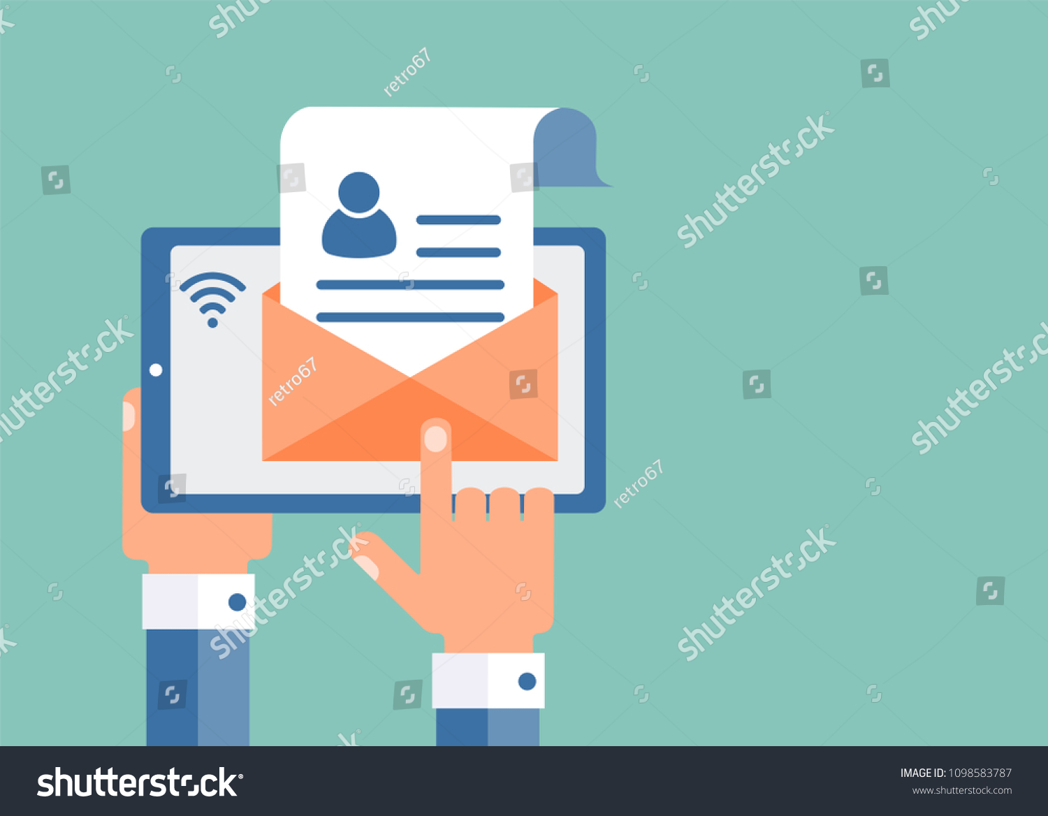 Receiving Sending Personal Information Flat Design Stock Vector ...